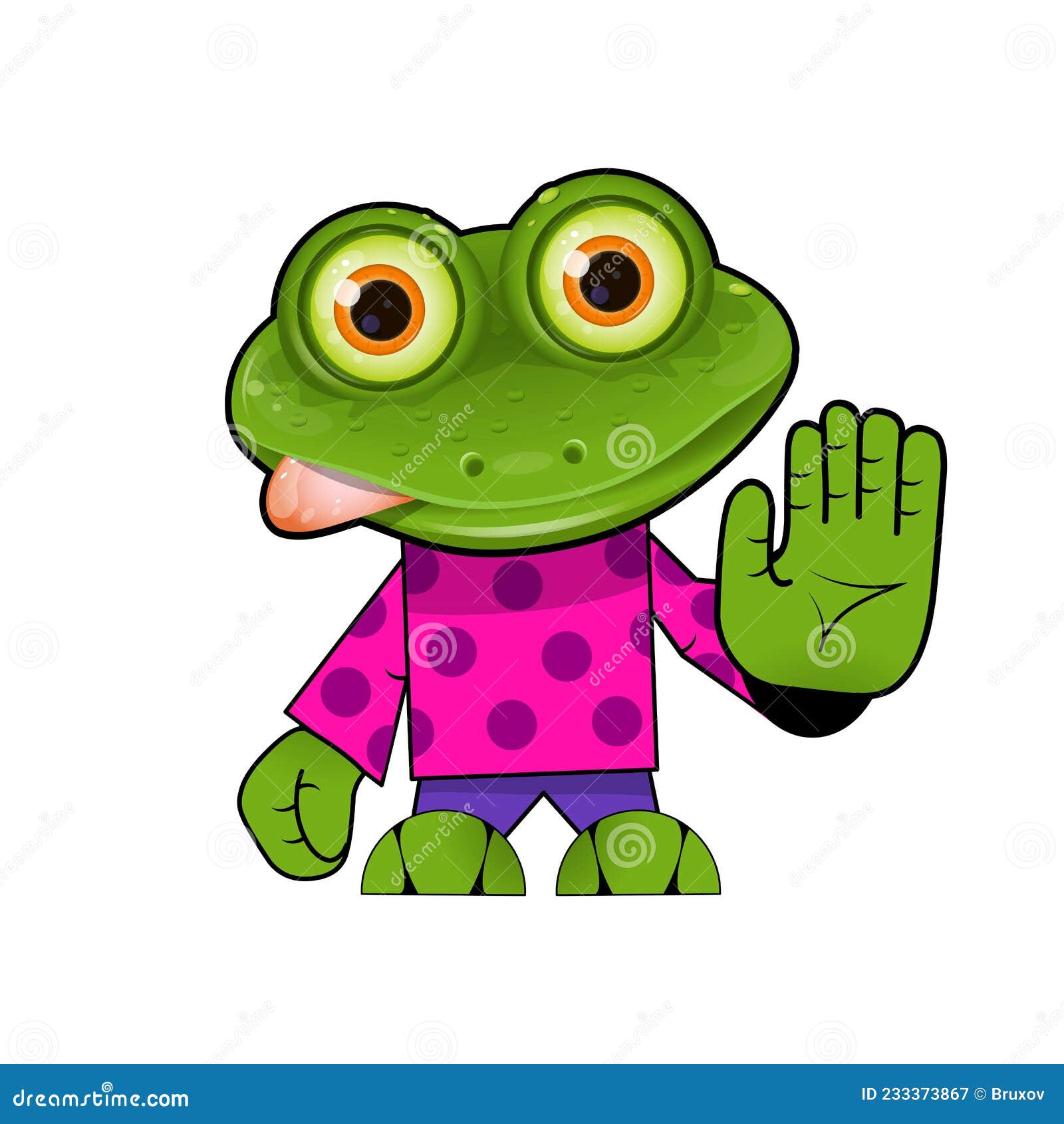 Frog with Raised Hand stock vector. Illustration of merry - 233373867