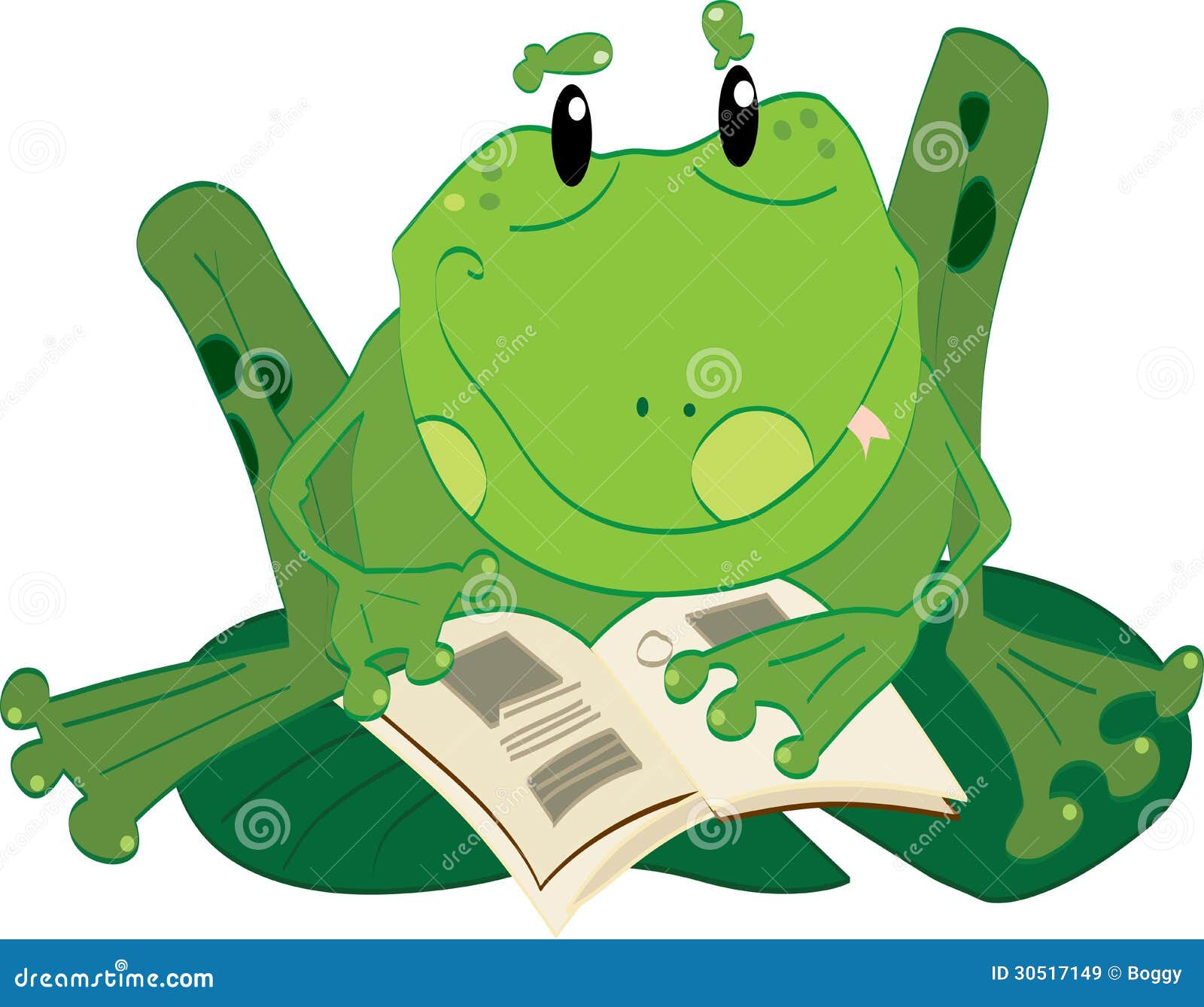 Frog reading stock vector. Illustration of read, frog - 30517149