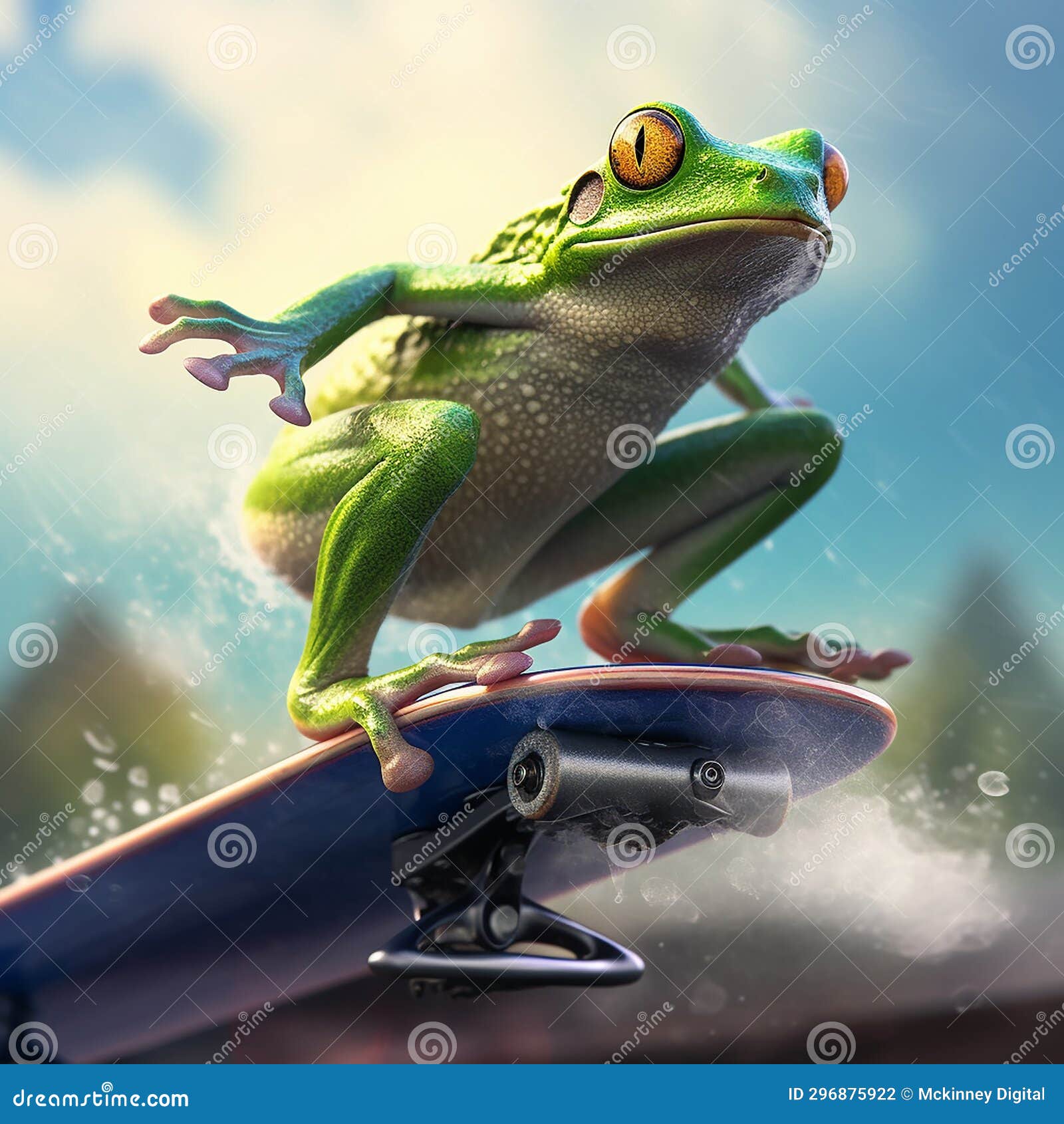 Frog Riding on Skateboard. Created Using Ai Generative. Stock ...