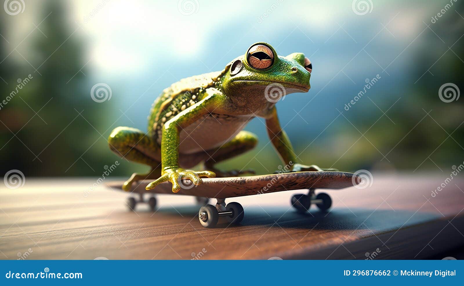 Frog Riding on Skateboard. Created Using Ai Generative. Stock ...