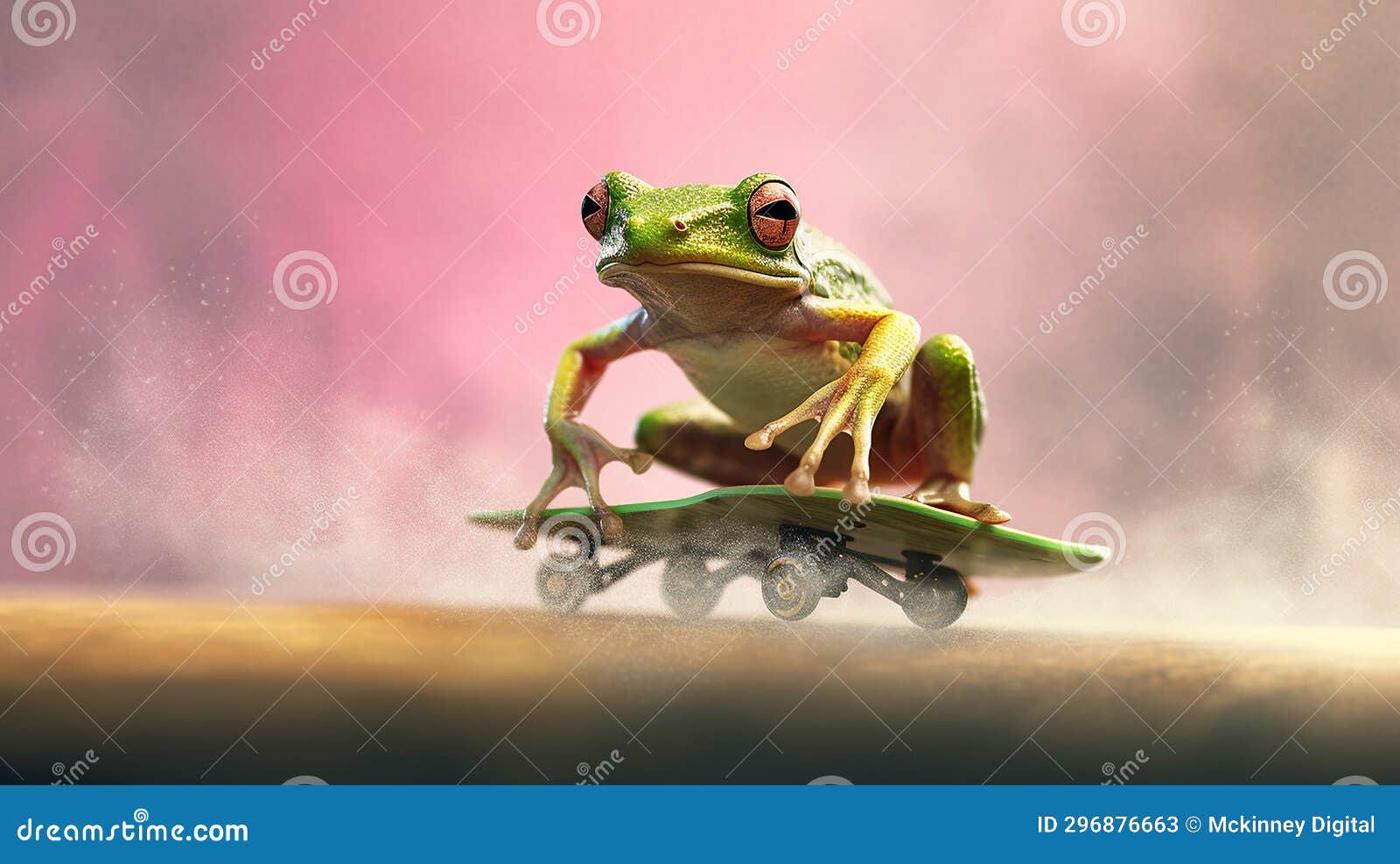 Frog Riding on Skateboard. Created Using Ai Generative. Stock ...