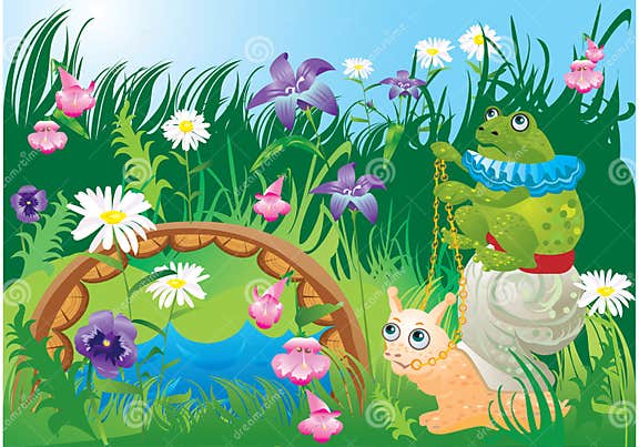 Frog riding snail stock vector. Illustration of green - 22050920