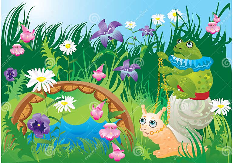 Frog riding snail stock vector. Illustration of green - 22050920