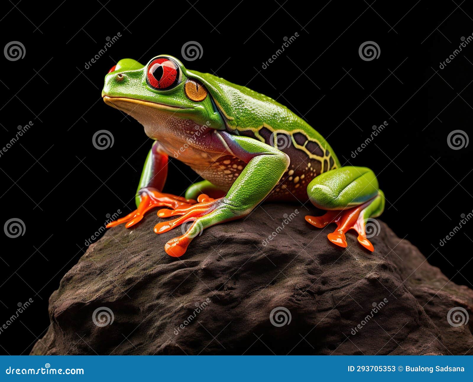 Frog on rock stock illustration. Illustration of beautiful - 293705353