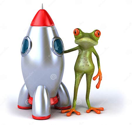 Frog and rocket stock illustration. Illustration of design - 38713801