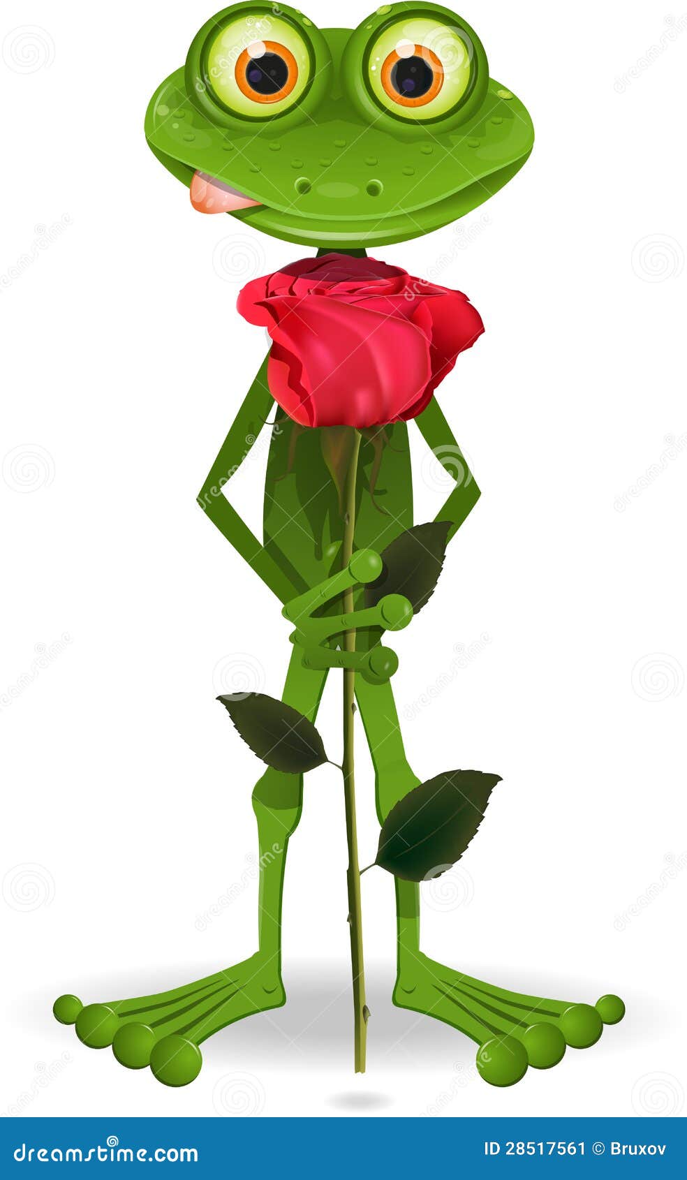 Frog with rose stock vector. Illustration of merry, flower - 28517561