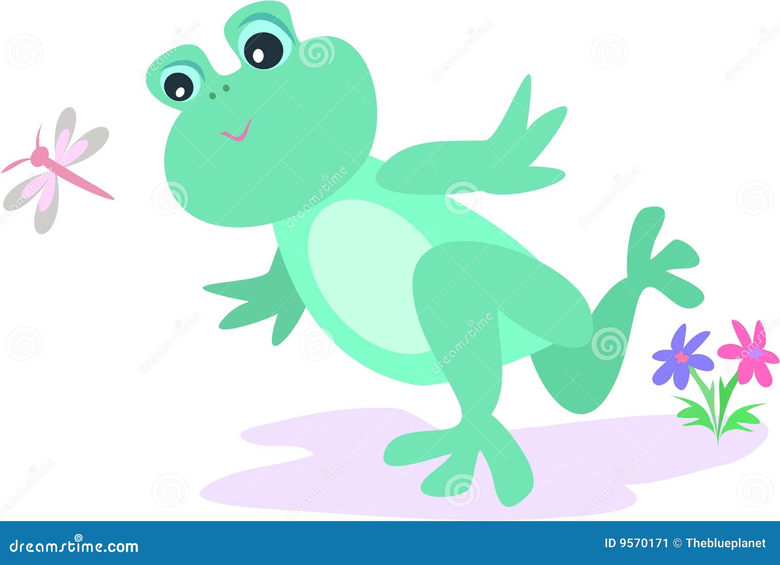 Frog Run stock vector. Illustration of flowers, wildlife - 9570171