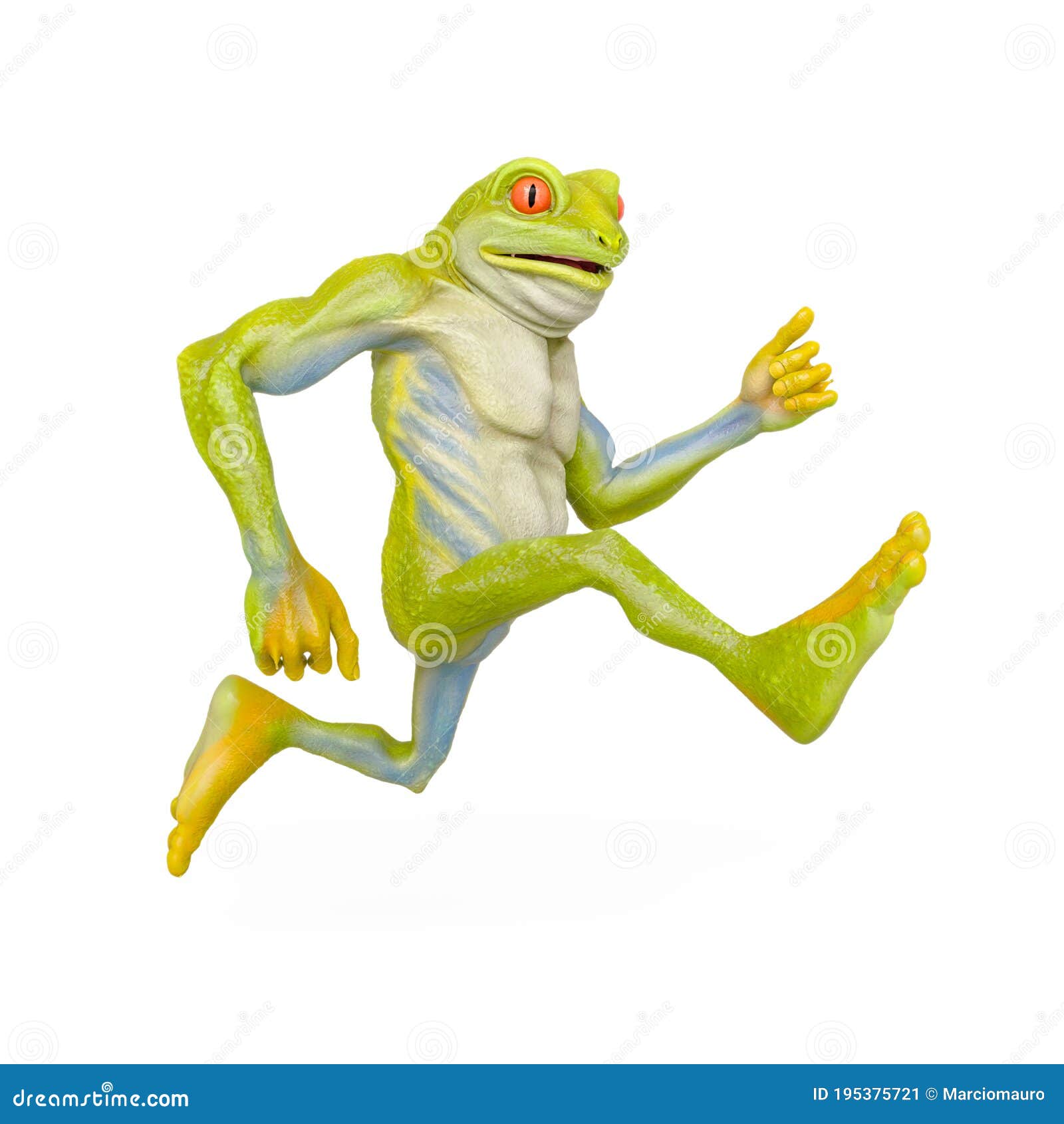Frog Running Away Turning Its Back Flat Cartoon Green Friendly Reptile ...