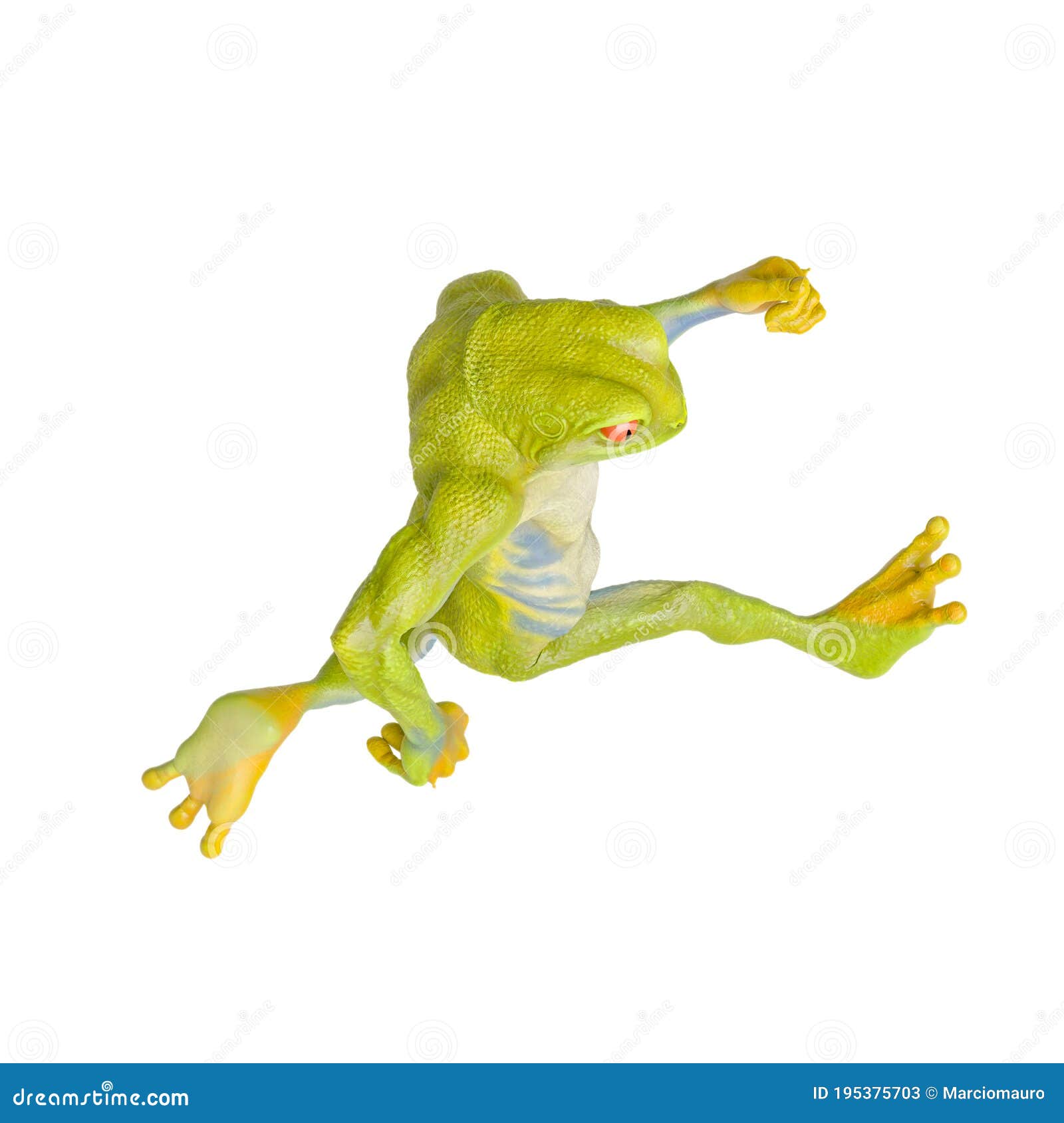 Frog Running Away Turning Its Back Flat Cartoon Green Friendly Reptile ...