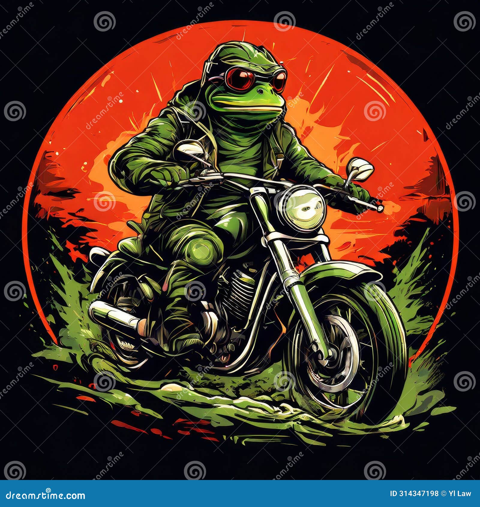 A Frog, with a Scared Face Rushes on Stock Illustration - Illustration ...