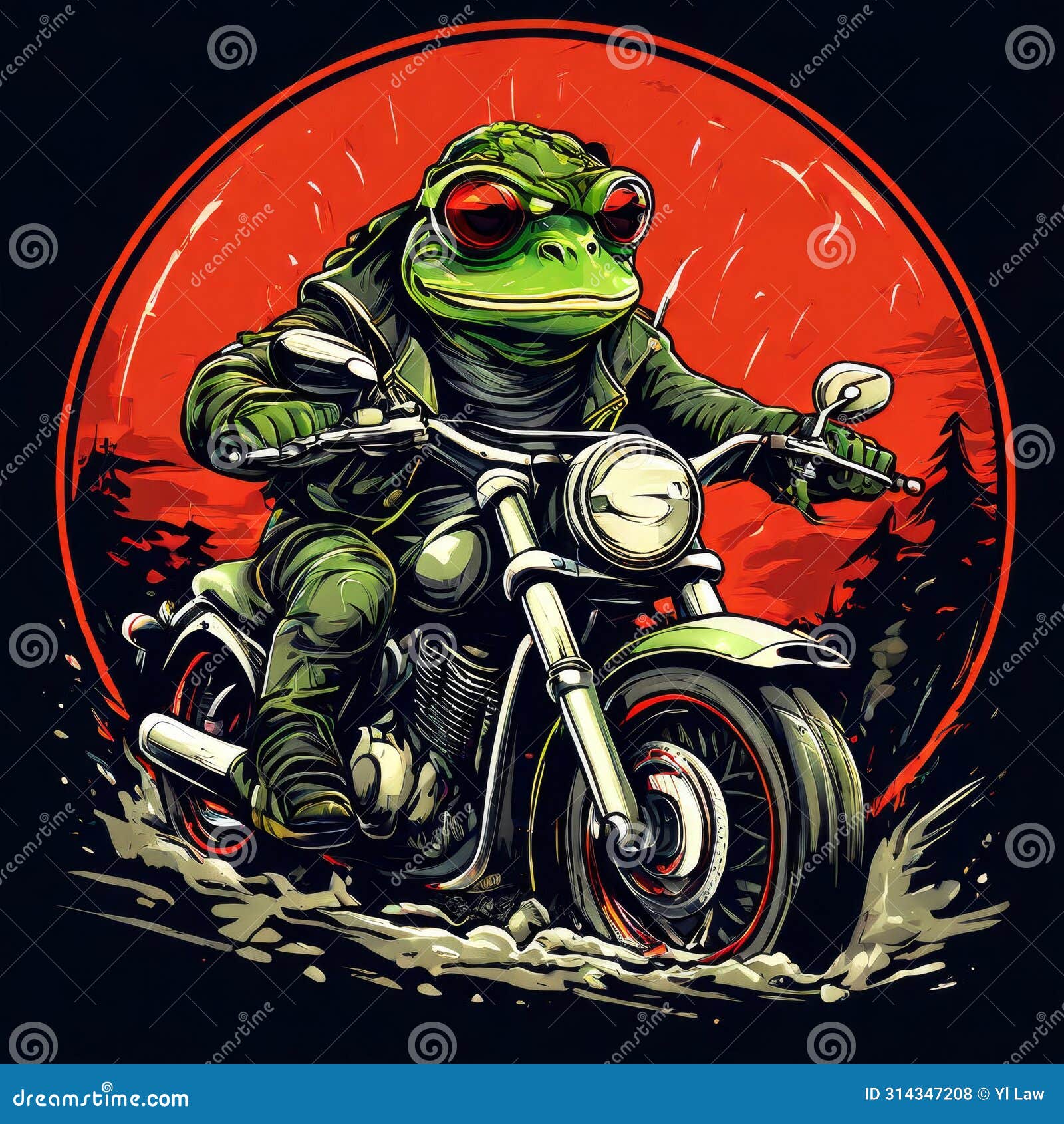 A Frog, with a Scared Face Rushes on Stock Illustration - Illustration ...