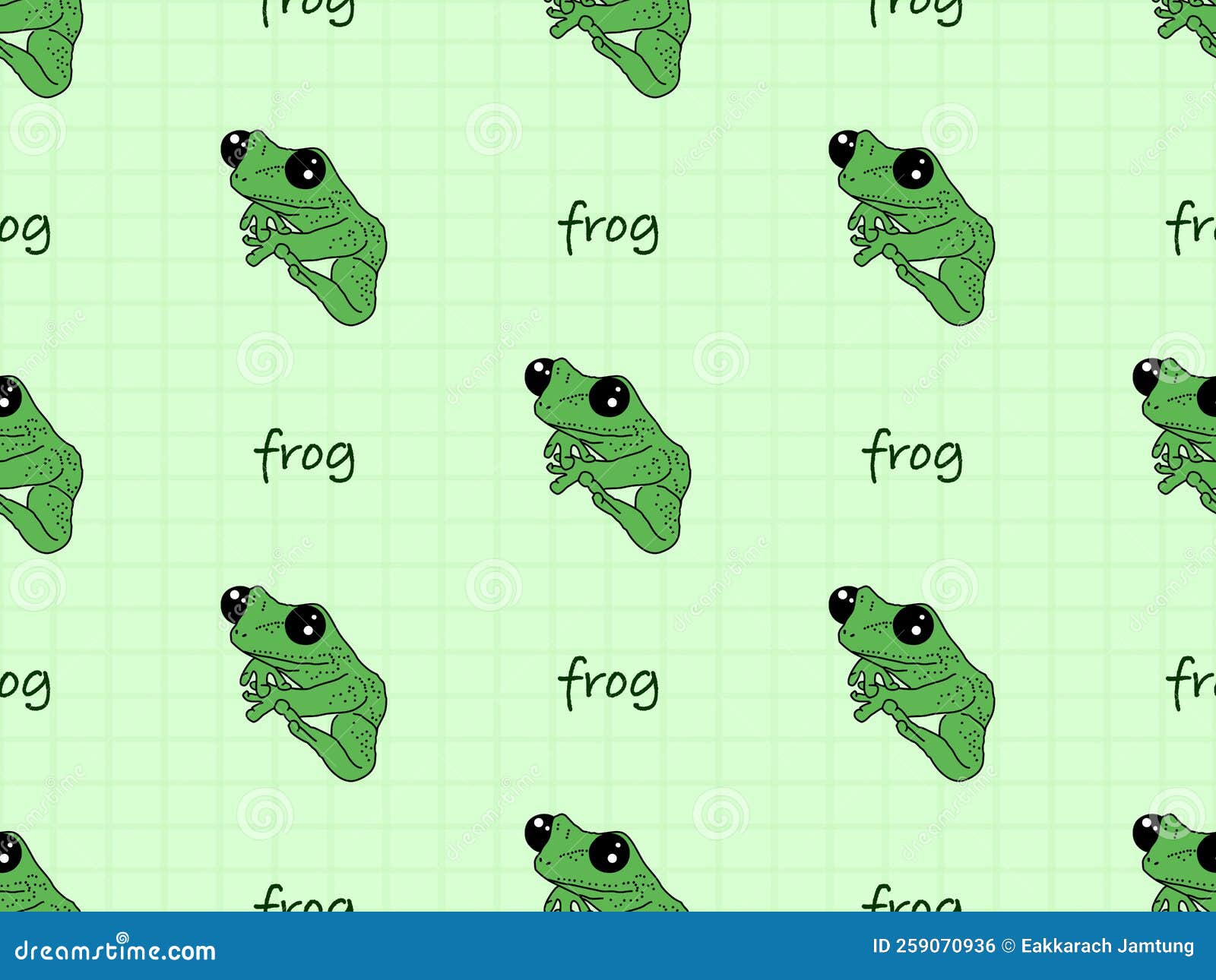 Frog Seamless Pattern on Green Background Stock Illustration ...
