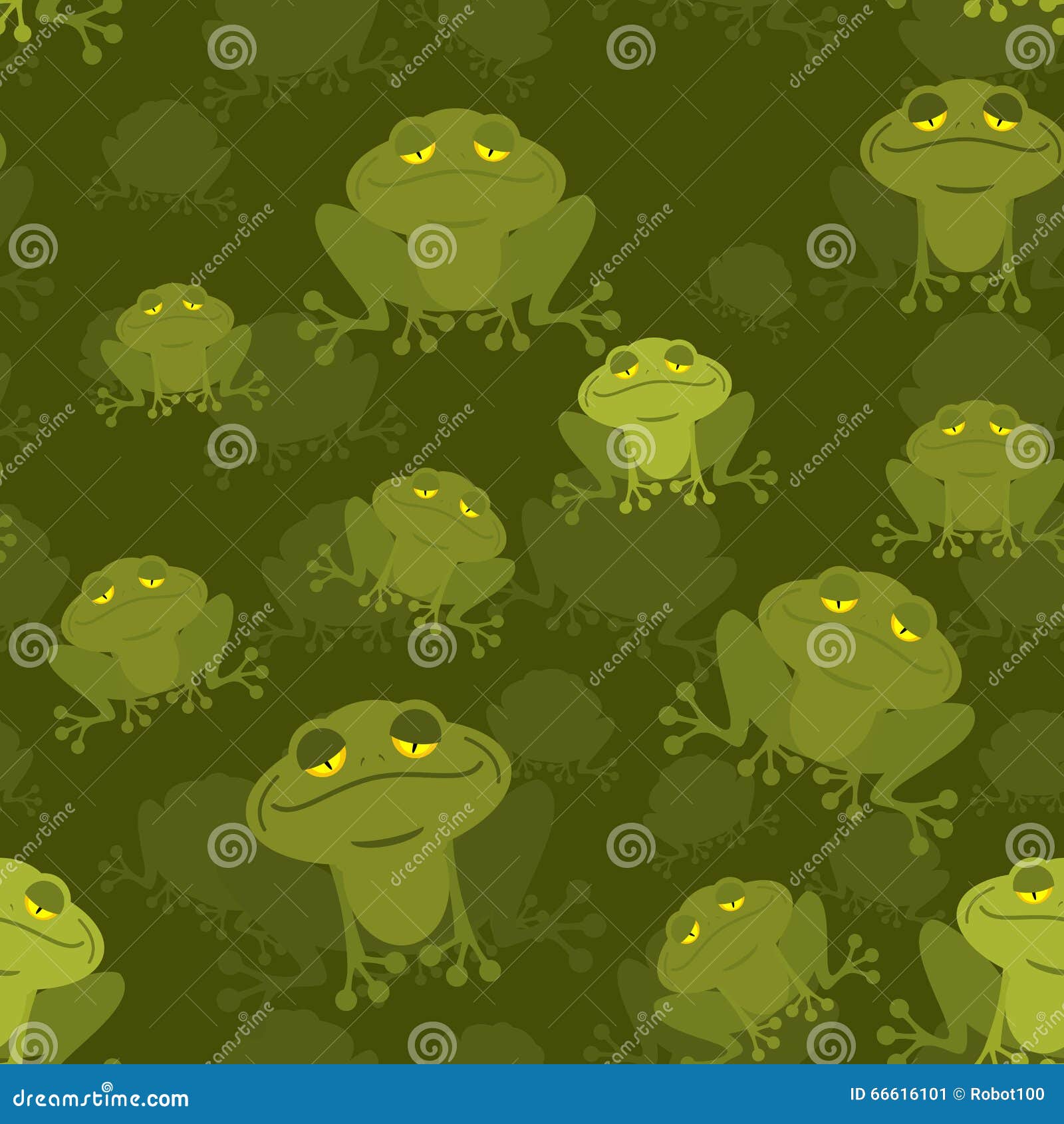 Frog Seamless Pattern. Green Toad in Swamp. Many Amphibious Animal ...