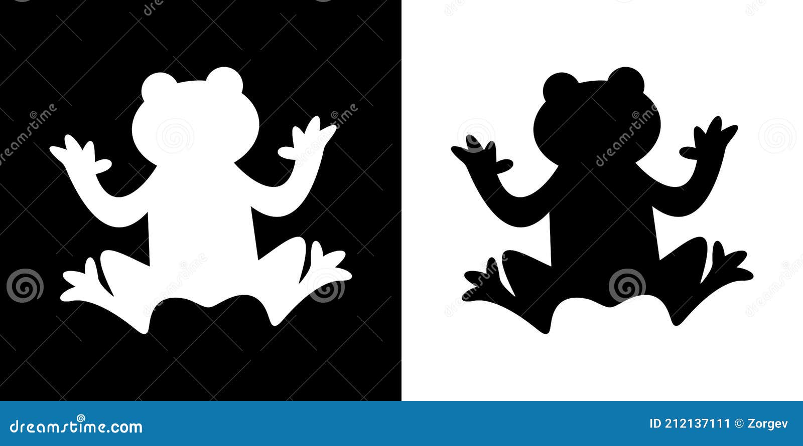 Frog Shadow with Monochrome Silhouette on Black and White Colour Stock ...