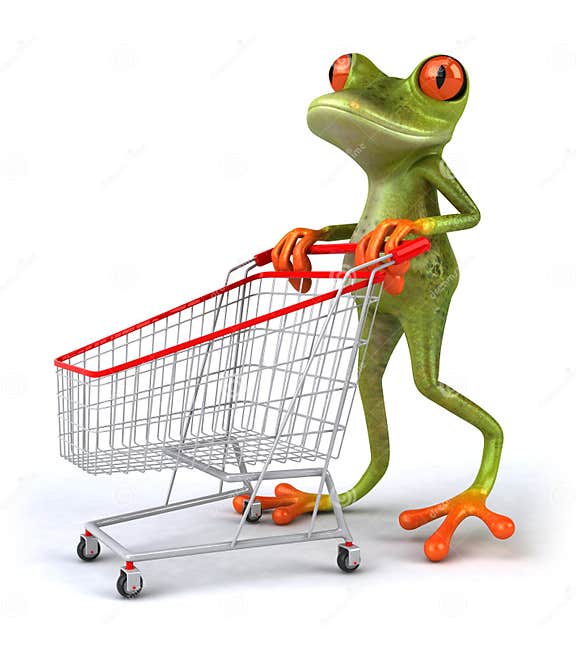Frog shopping stock illustration. Illustration of cart - 6255685