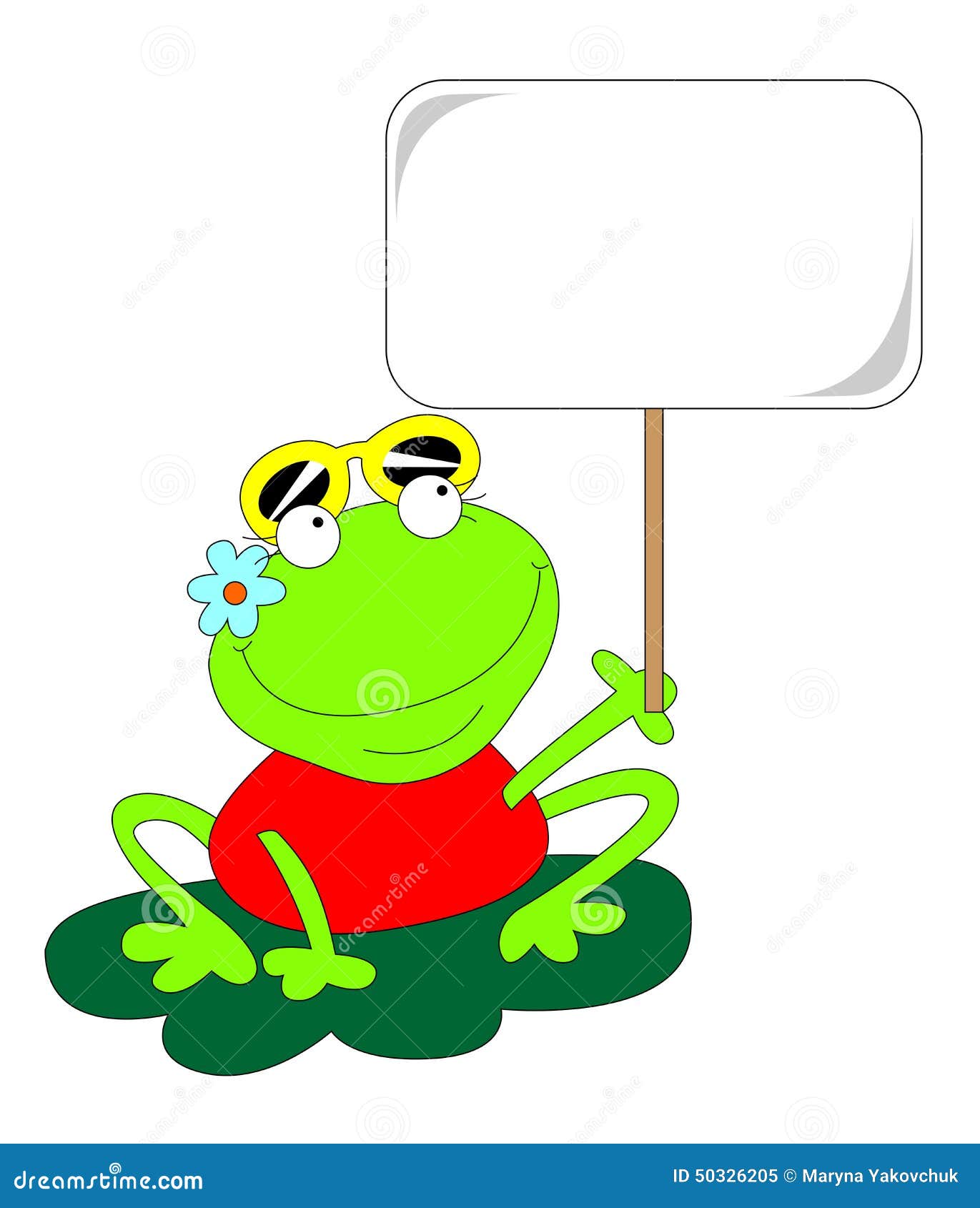 Frog with the sign stock vector. Illustration of place - 50326205