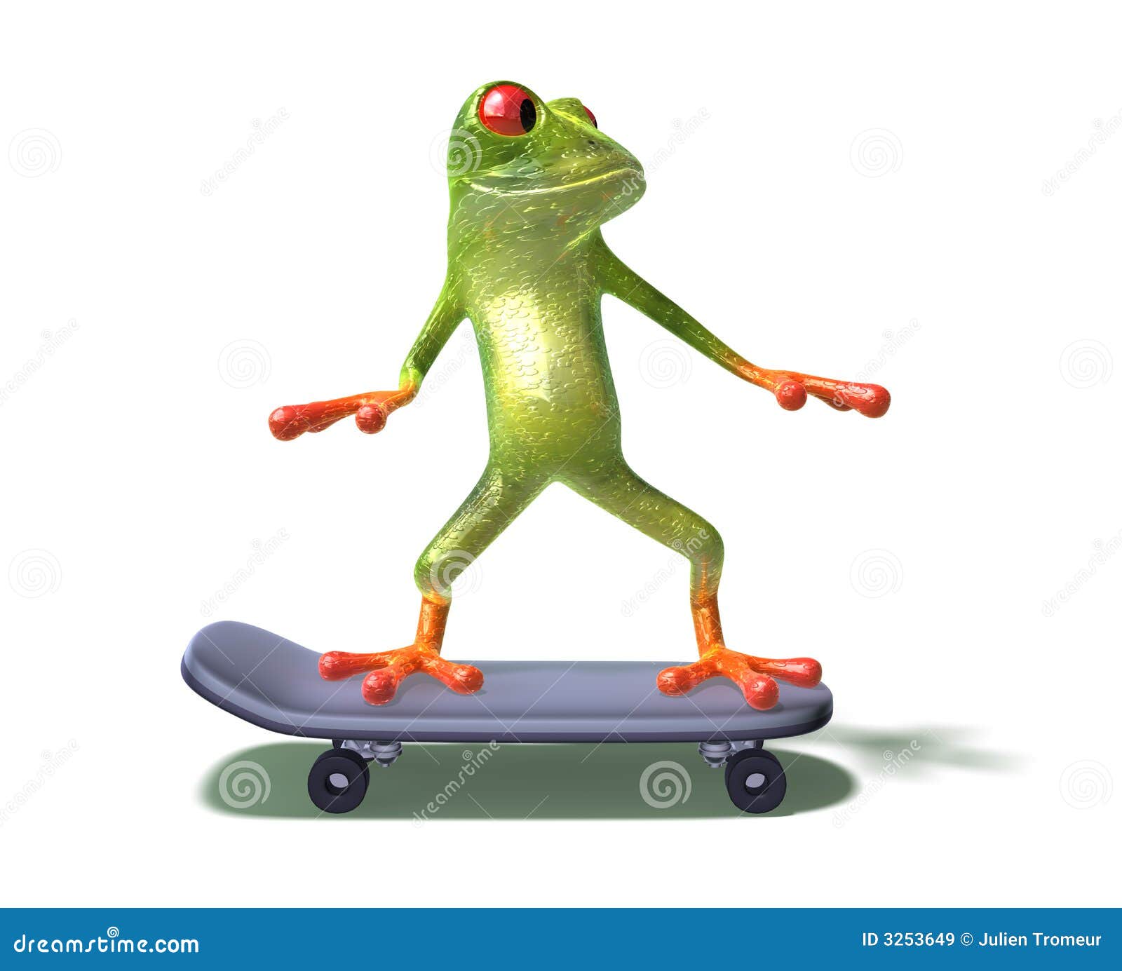 Frog on a skateboard stock illustration. Illustration of ecosystem ...