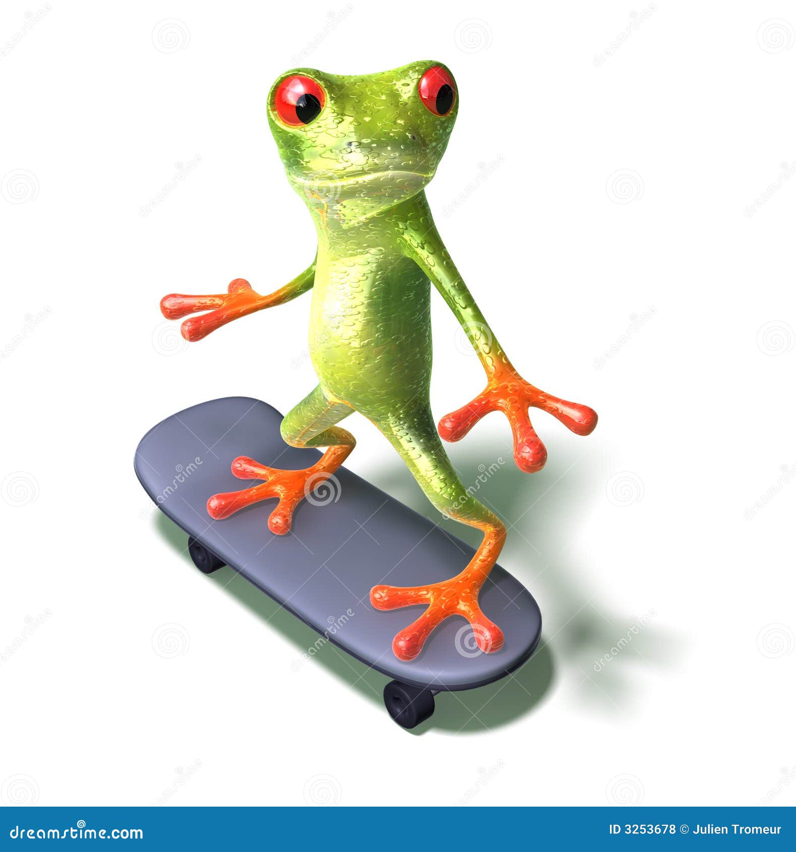 Frog on a skateboard stock illustration. Illustration of skateboarding ...