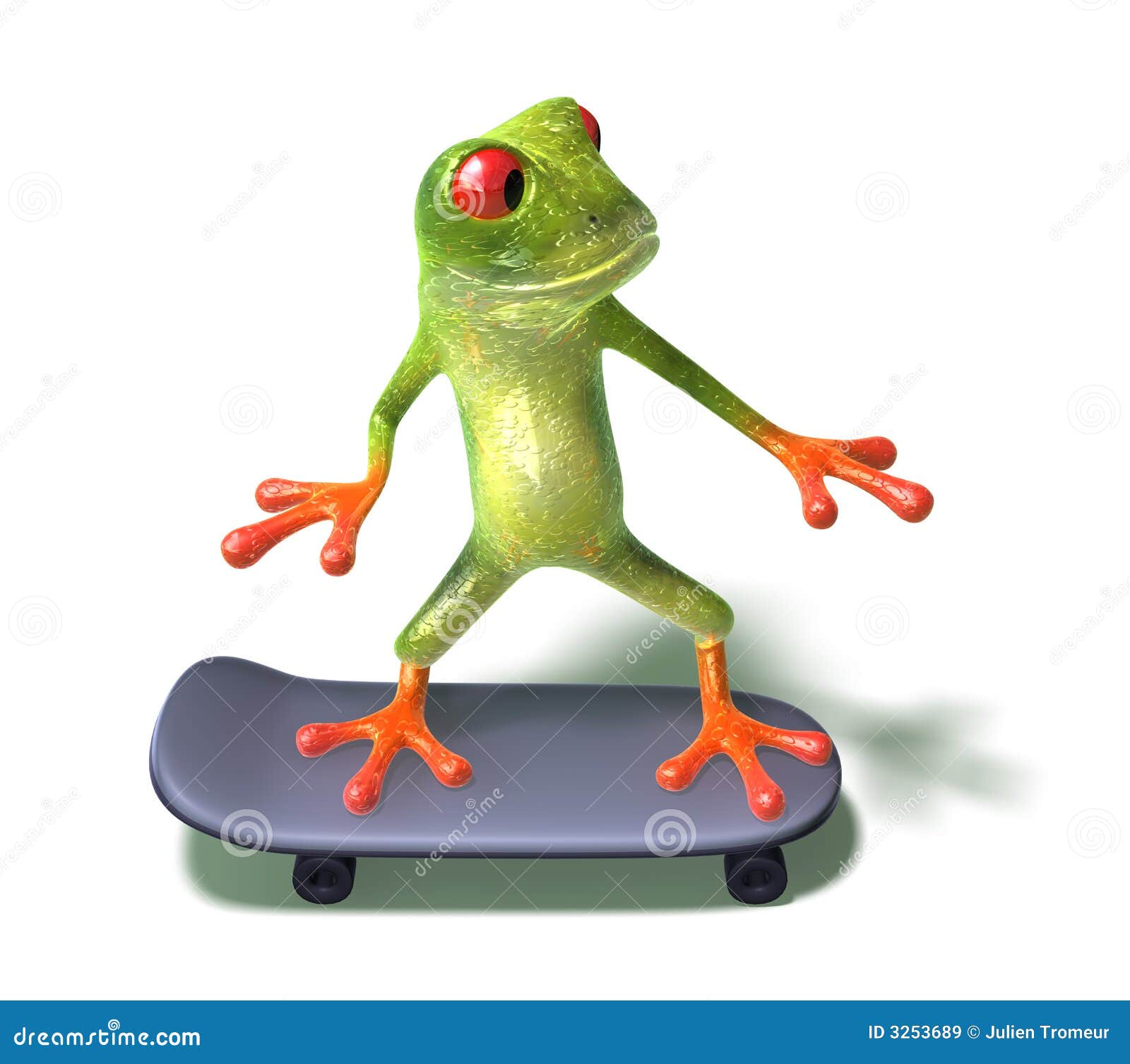 Frog on a skateboard stock illustration. Illustration of wildlife - 3253689