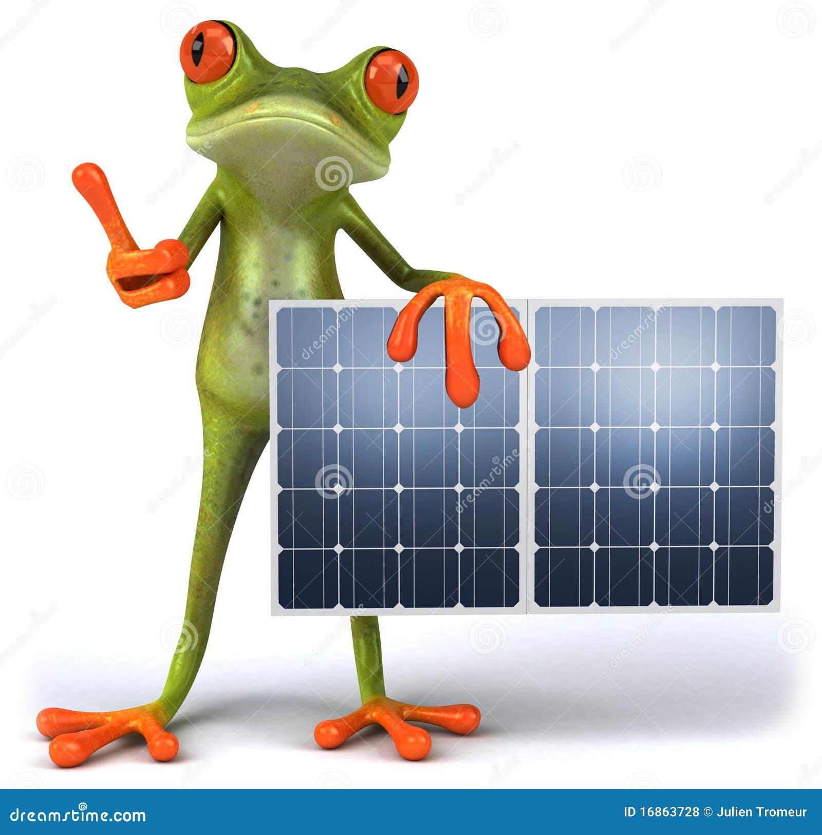 Frog with solar panels stock illustration. Illustration of frog - 16863728