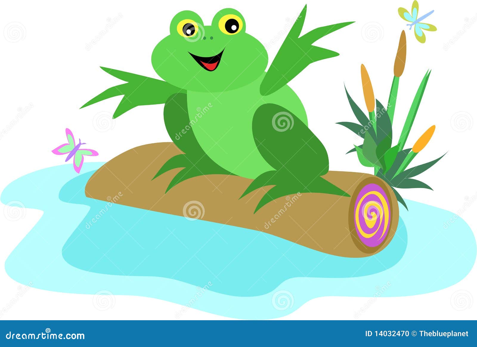 Frog on a Spiral Log stock illustration. Illustration of calm - 14032470