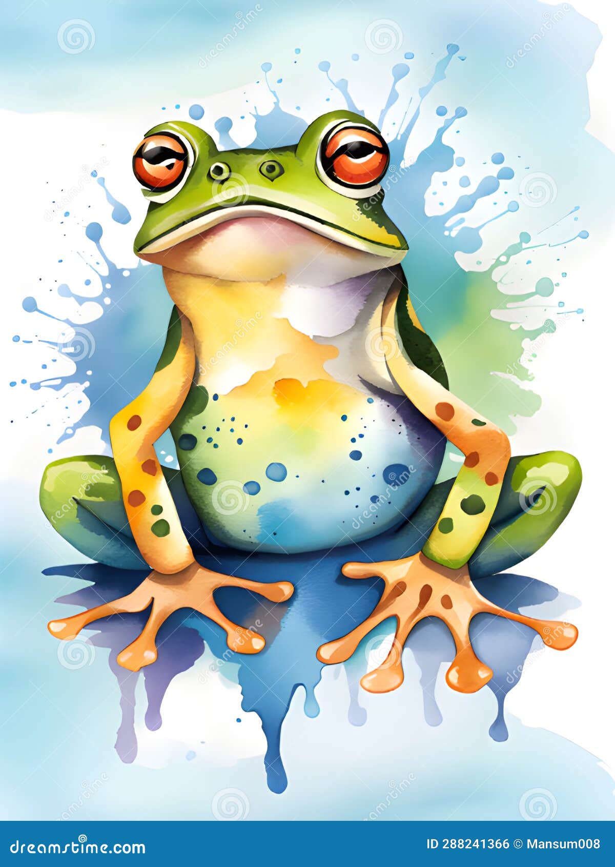 Frog with a Splash of Watercolor, Ai Generated Stock Illustration ...
