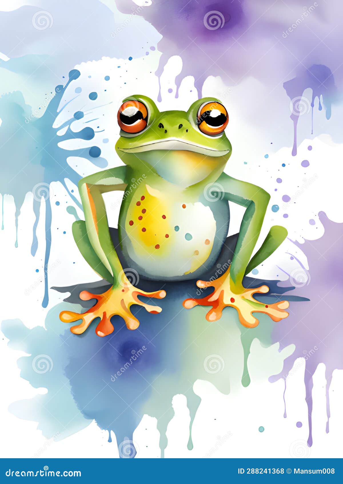 Frog with a Splash of Watercolor, Ai Generated Stock Illustration ...