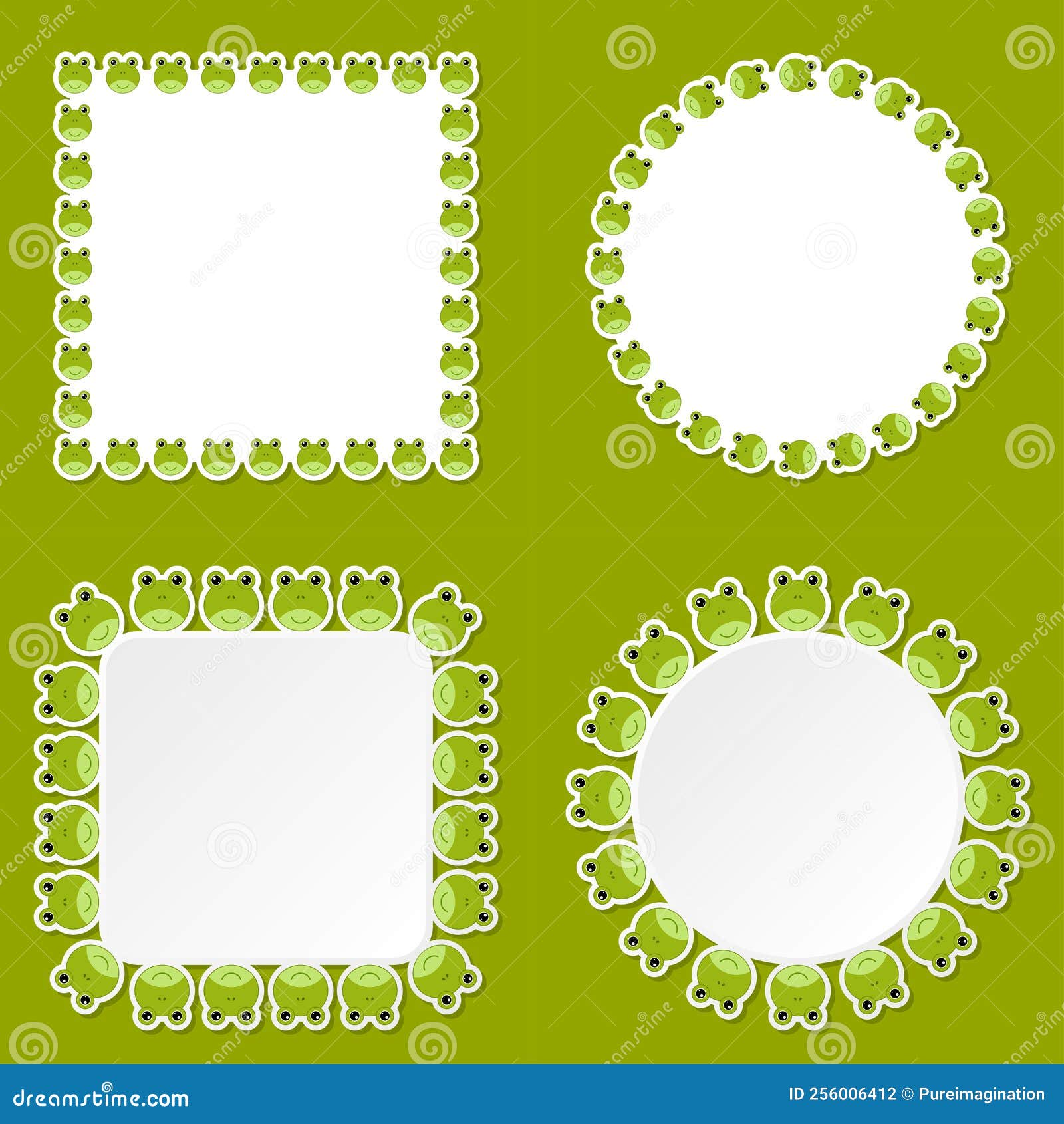 Frog with Square Frame for Banner, Poster, and Greeting Card Stock ...
