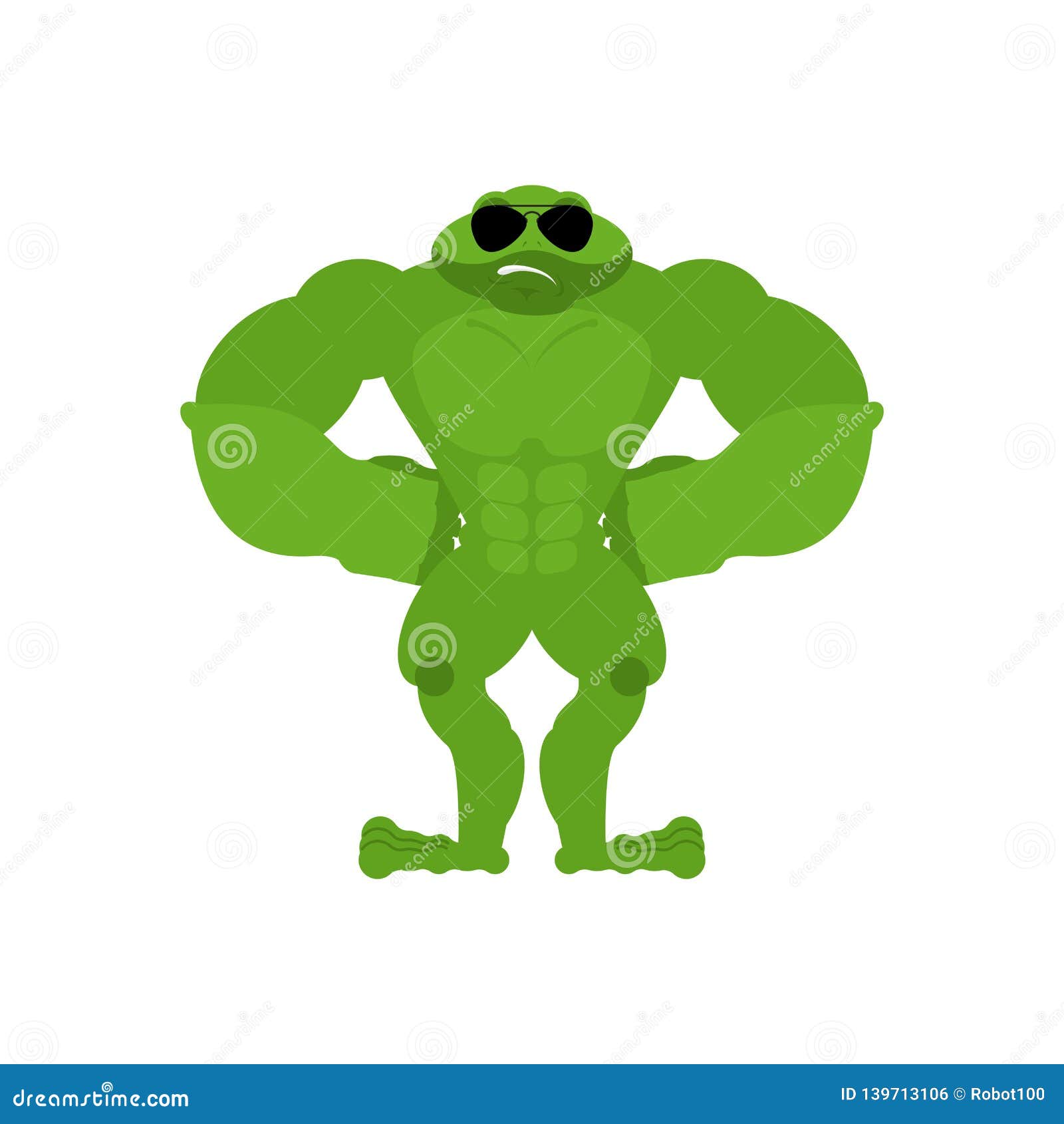 Strong Frog. Powerful Toad With Large Muscles. Amphibian Animal Vector ...
