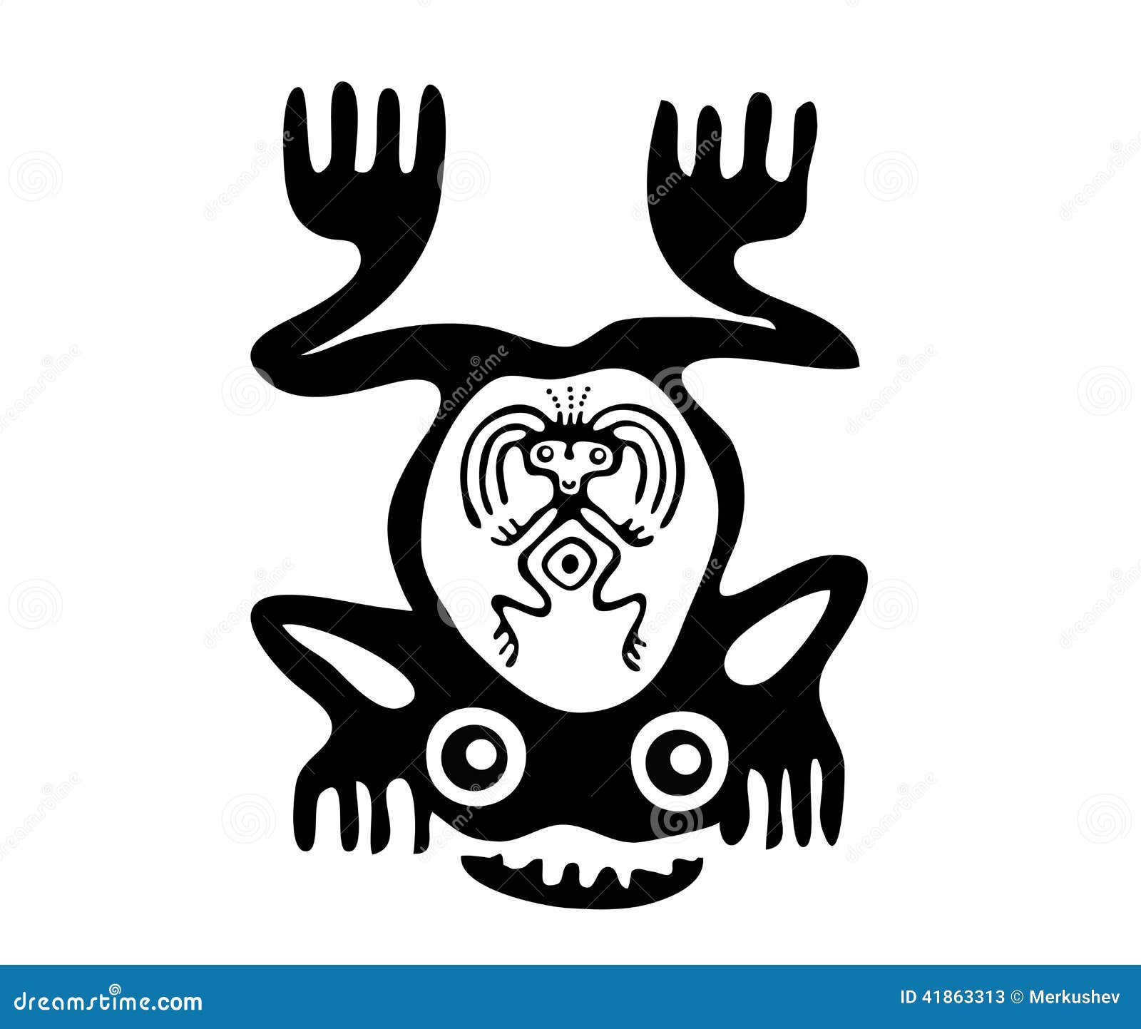 Frog in style of Maya stock vector. Illustration of petroglyph - 41863313