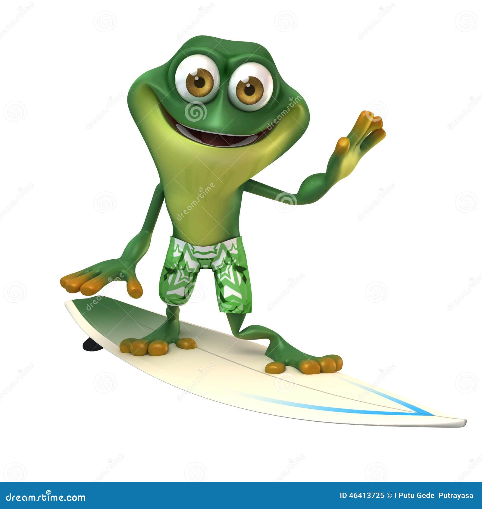 Frog surfing stock illustration. Illustration of happy - 46413725