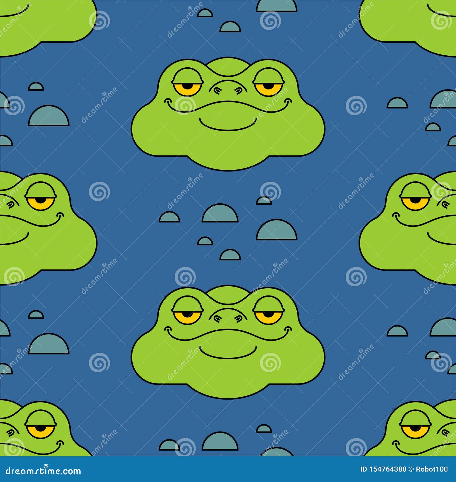 Frog In Swamp At Lily Leaf In Canes With Dragonflies. Royalty-Free ...