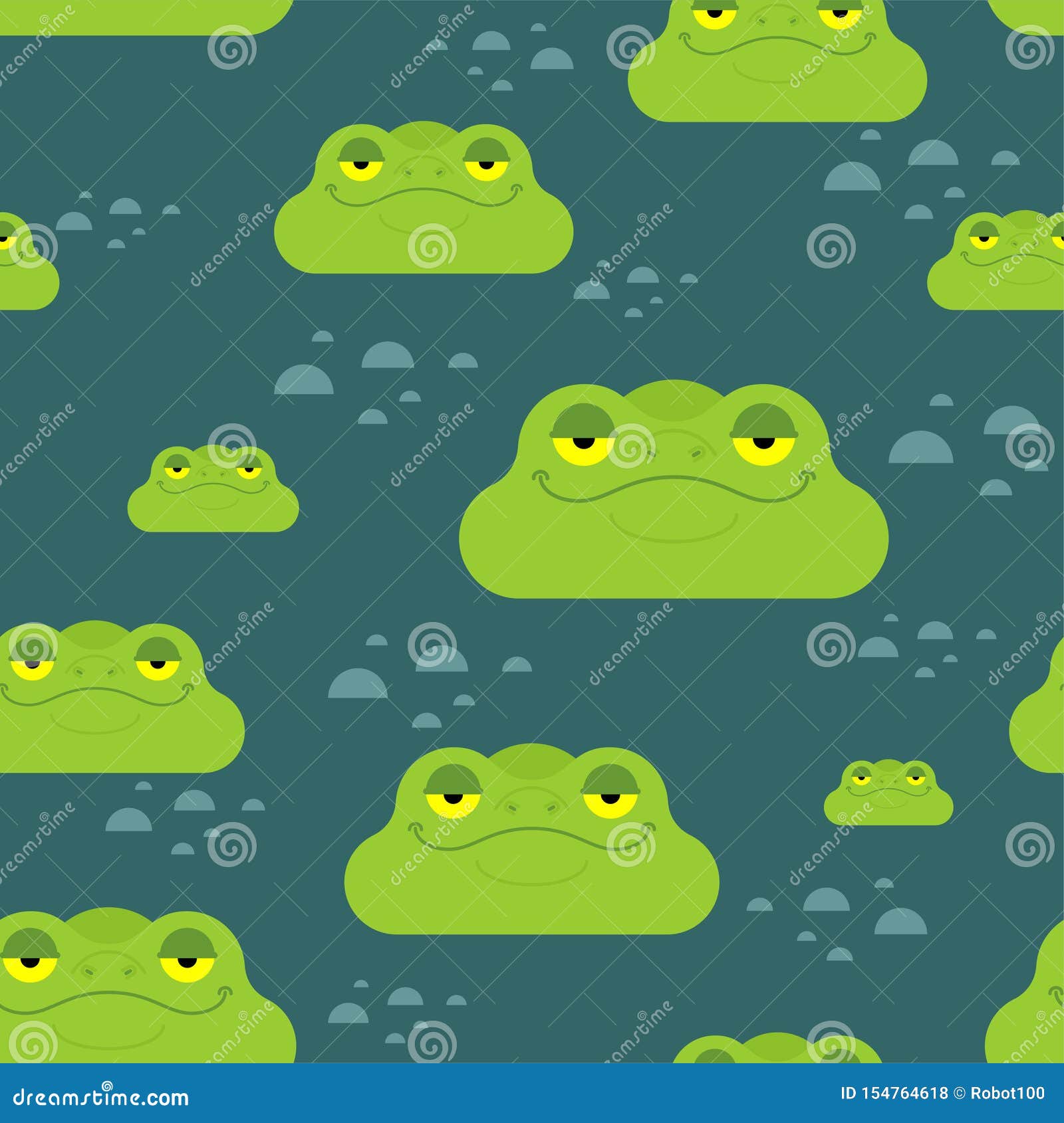 Frog In Swamp At Lily Leaf In Canes With Dragonflies. Royalty-Free ...