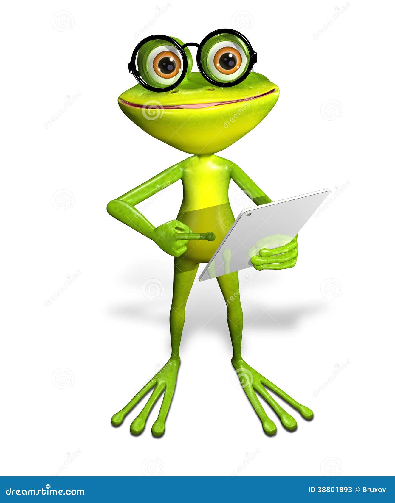 Frog with tablet stock illustration. Illustration of gecko - 38801893