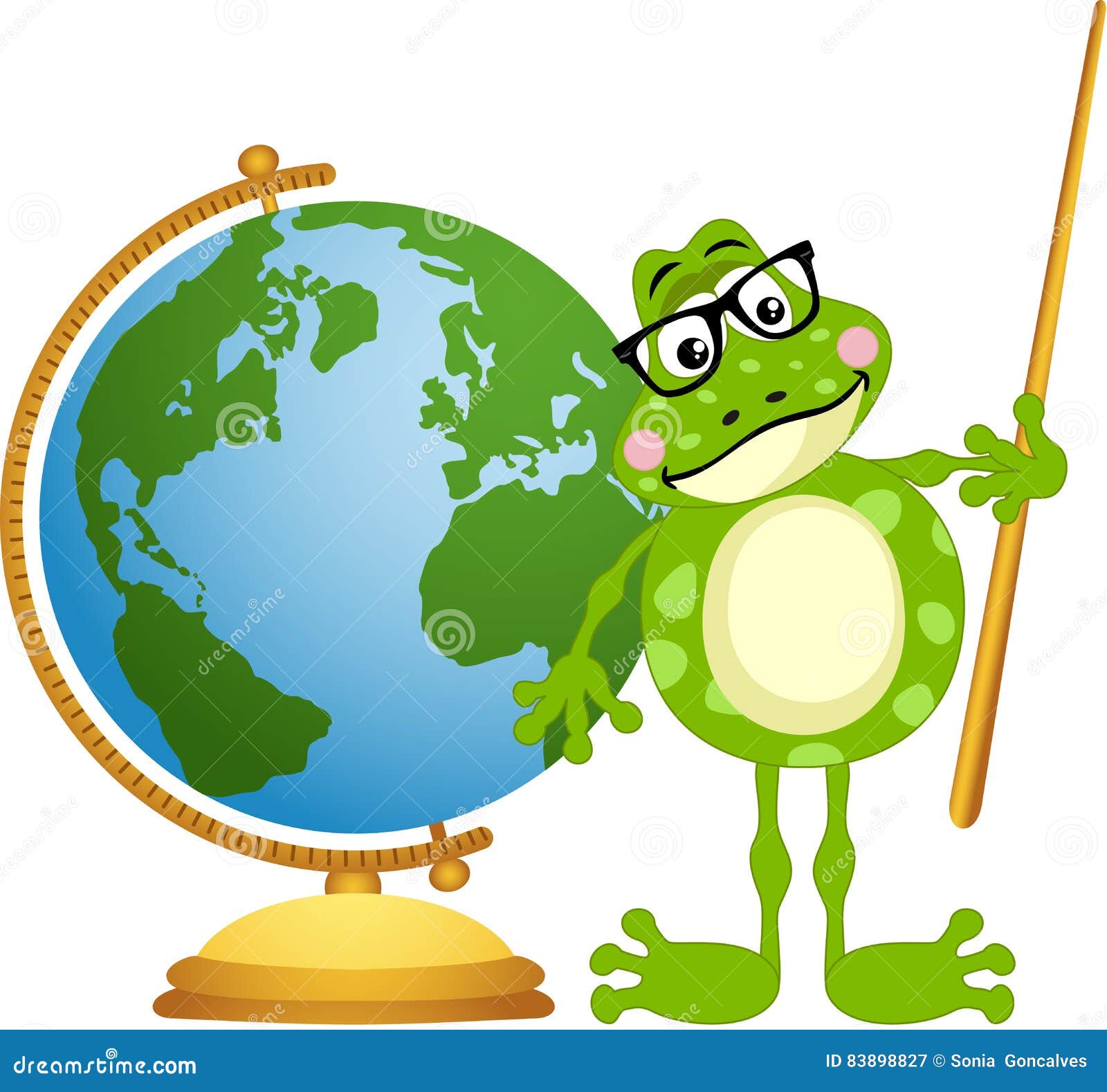 Frog teacher with globe stock vector. Illustration of school - 83898827