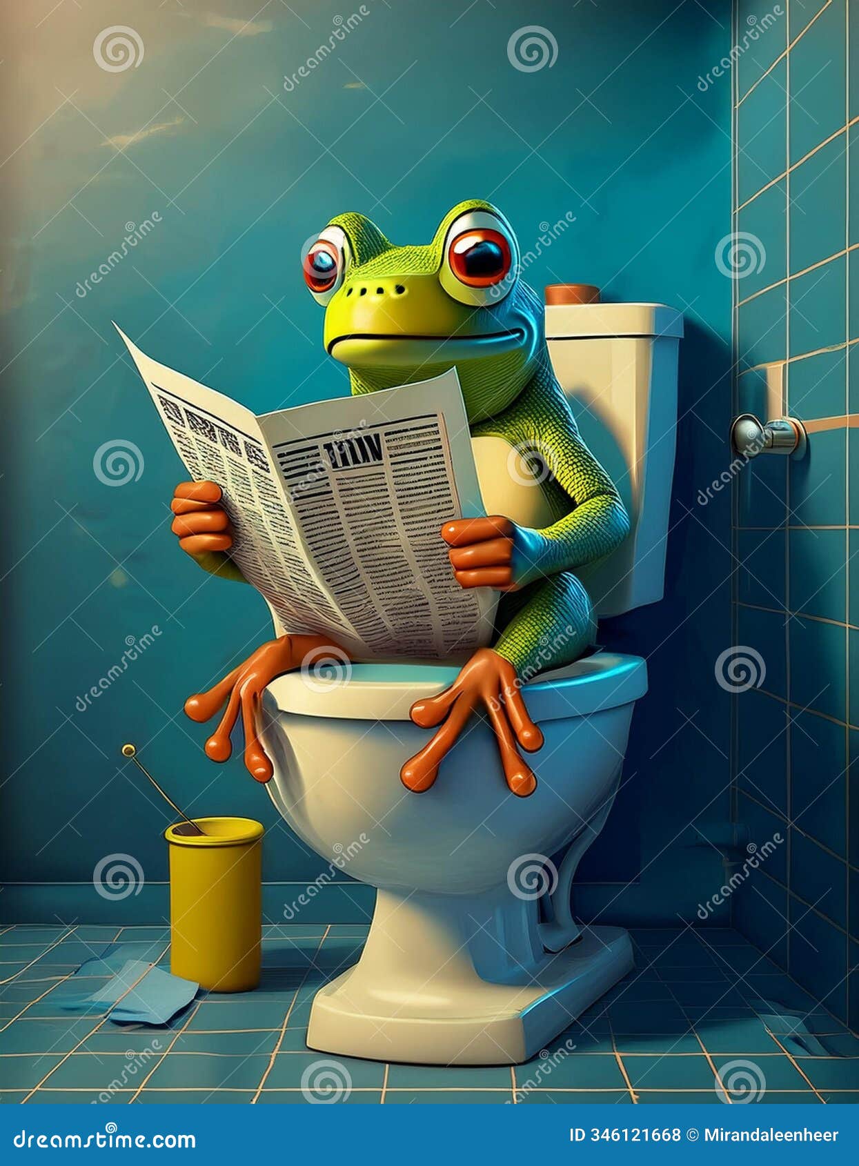 Frog on toilet cartoon stock illustration. Illustration of happy ...