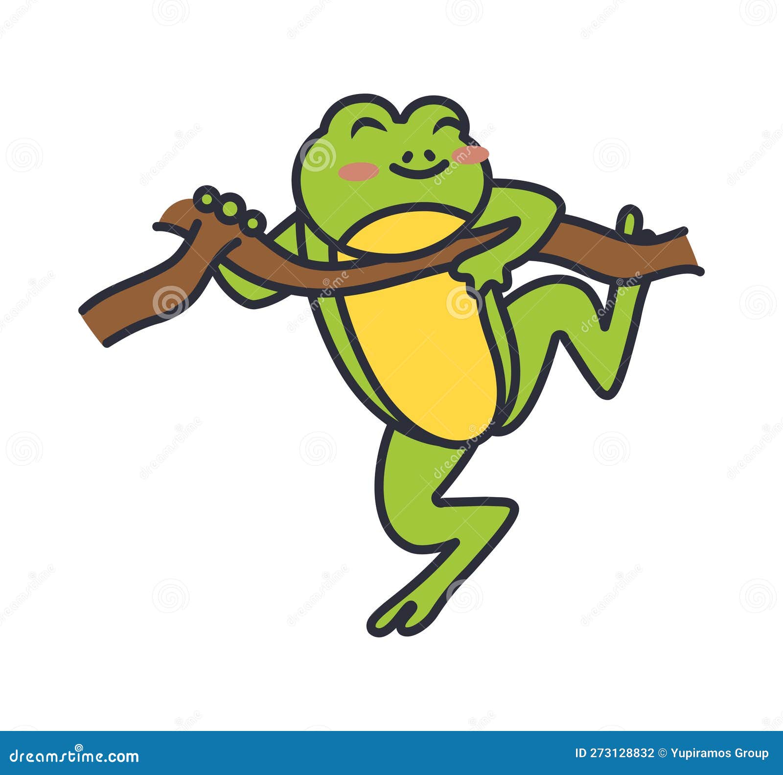 Frog in tree branch stock vector. Illustration of hanging - 273128832
