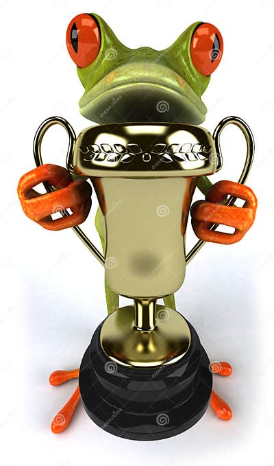 Frog with a trophy stock illustration. Illustration of sticky - 13491306