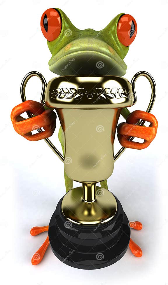 Frog with a trophy stock illustration. Illustration of sticky - 13491306