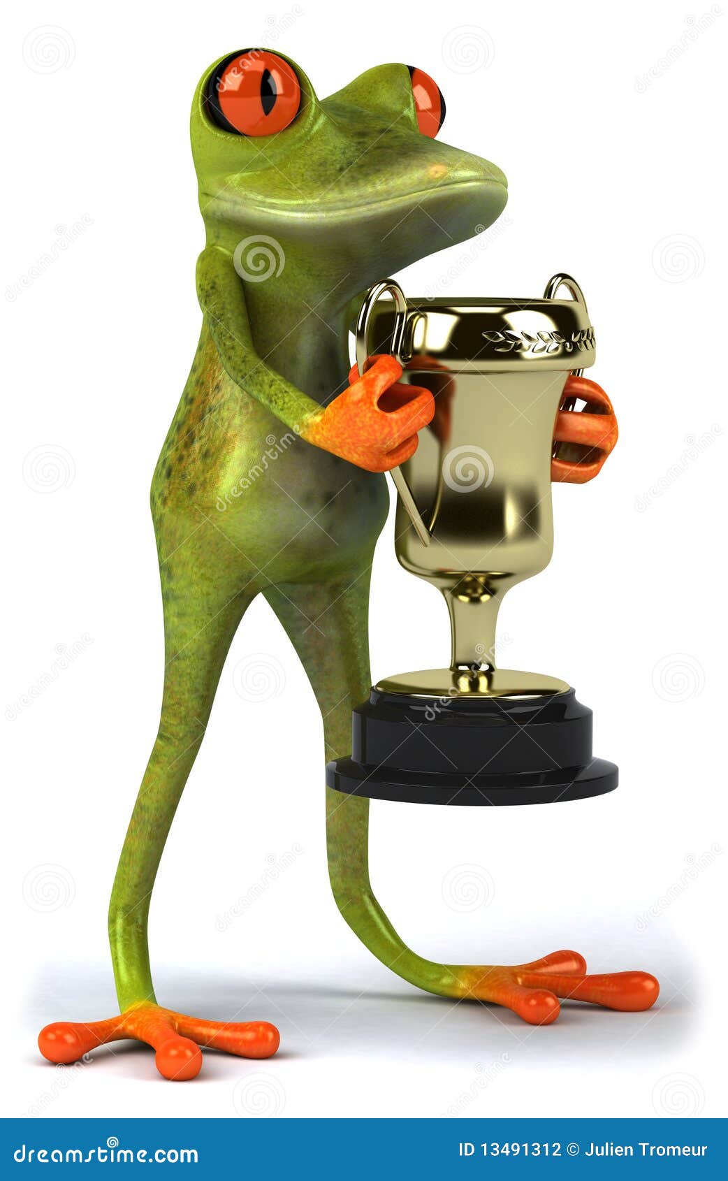 Frog with a trophy stock illustration. Illustration of slimy - 13491312