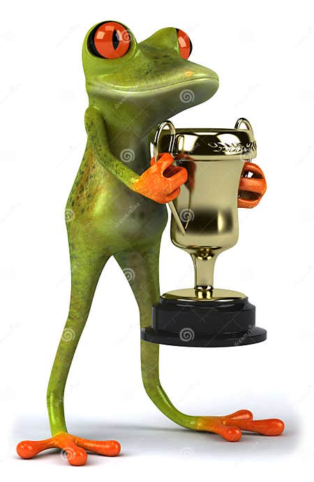 Frog with a trophy stock illustration. Illustration of slimy - 13491312