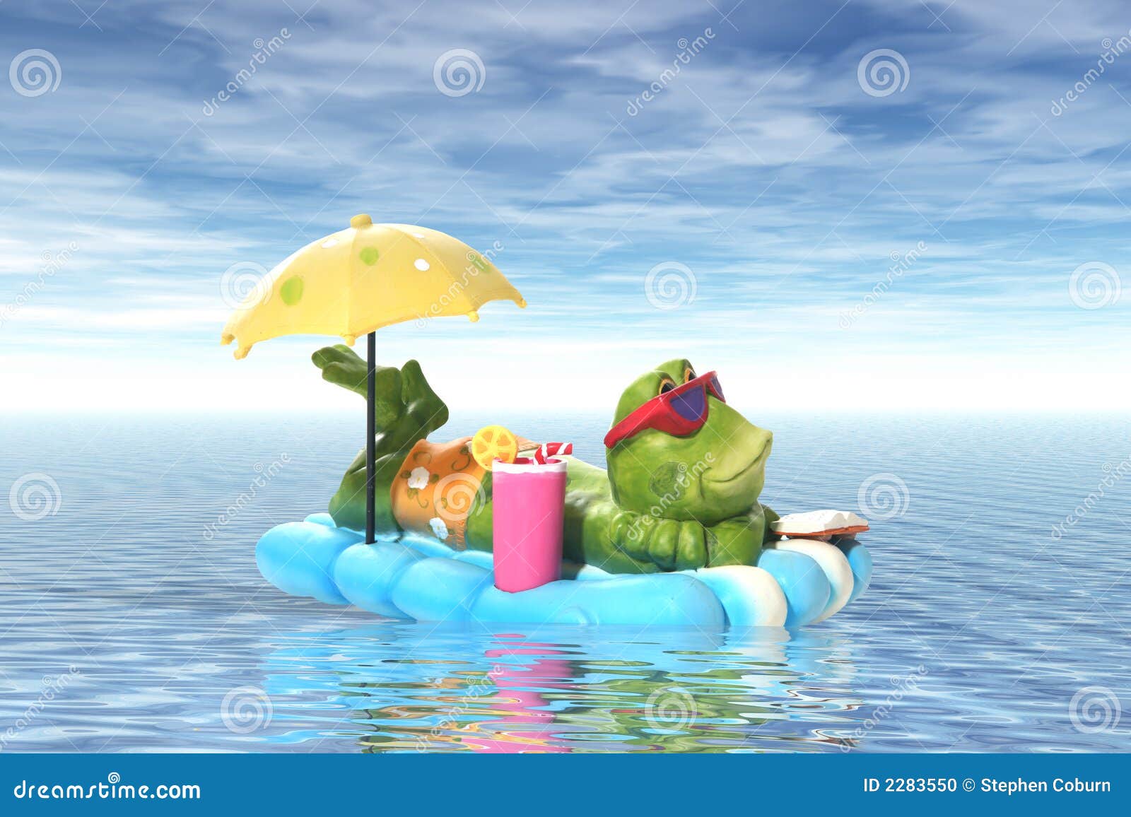 Frog on Vacation stock illustration. Illustration of drink - 2283550