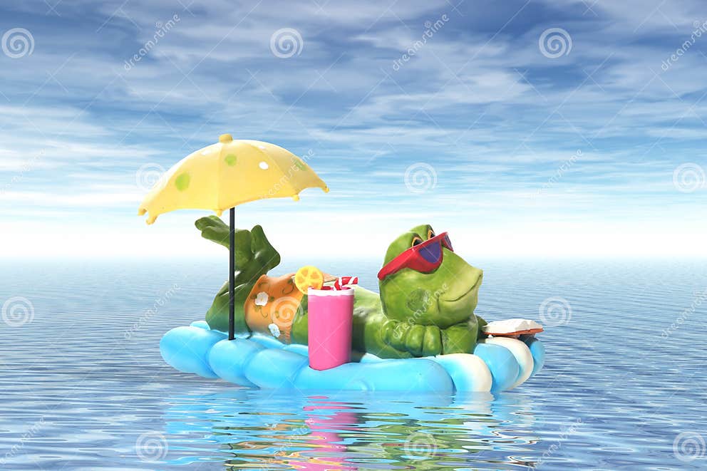 Frog on Vacation stock illustration. Illustration of drink - 2283550