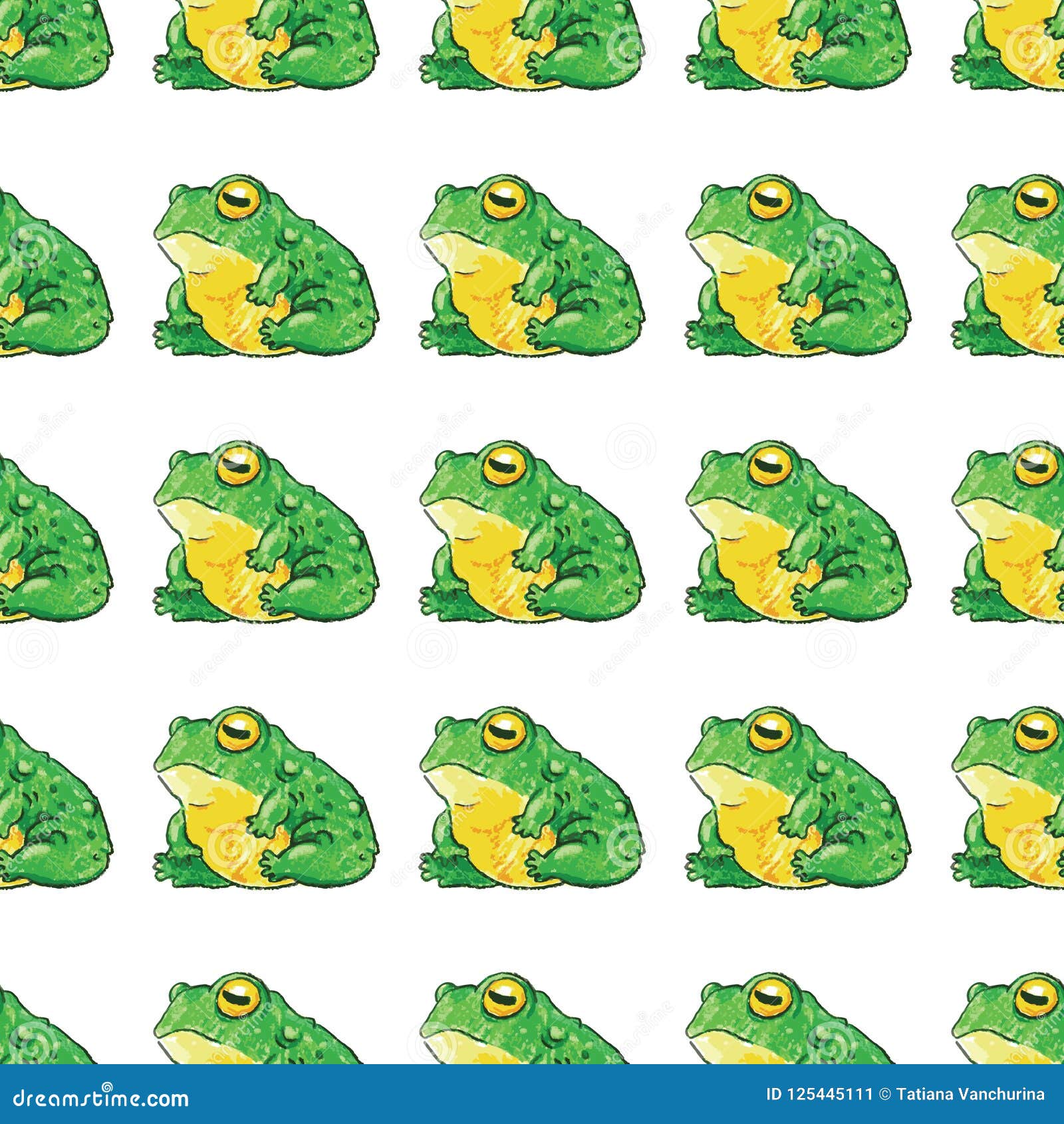 Frog Vector Pattern, Seamless Pattern, Handdrawn with Pencil Stock ...