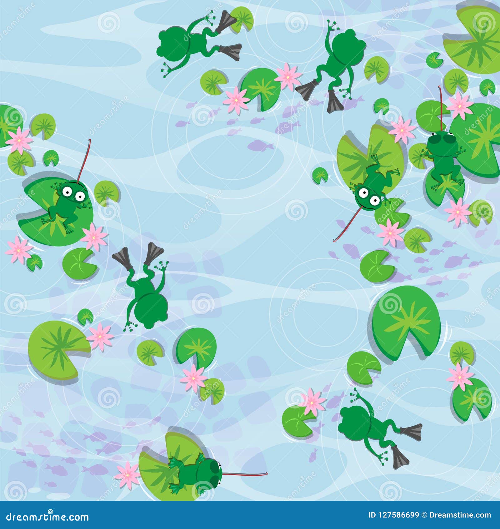 Frog in Swamp Seamless Pattern Stock Illustration - Illustration of ...