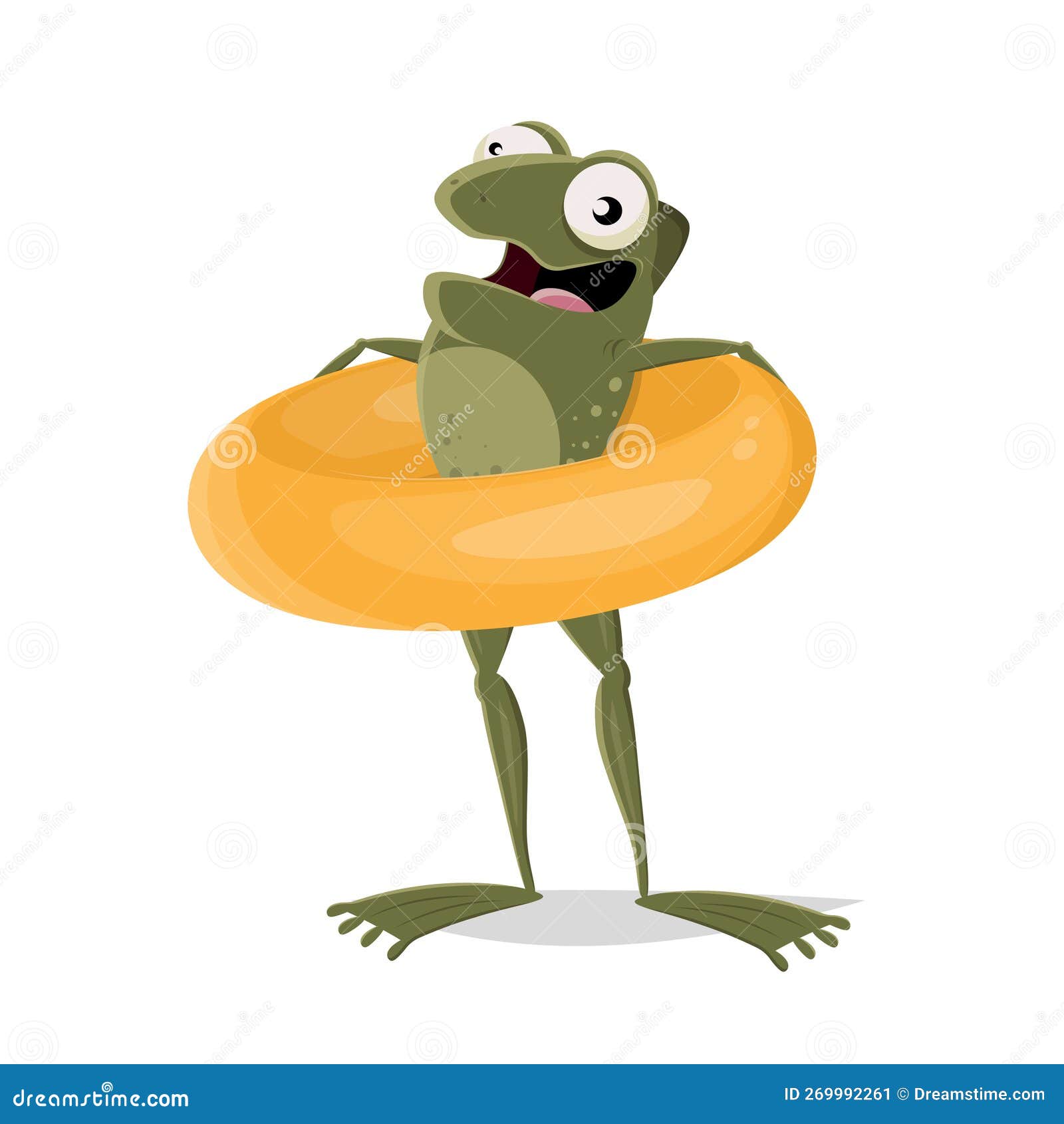 Cartoon Frog with a Swimming Ring Stock Illustration - Illustration of ...