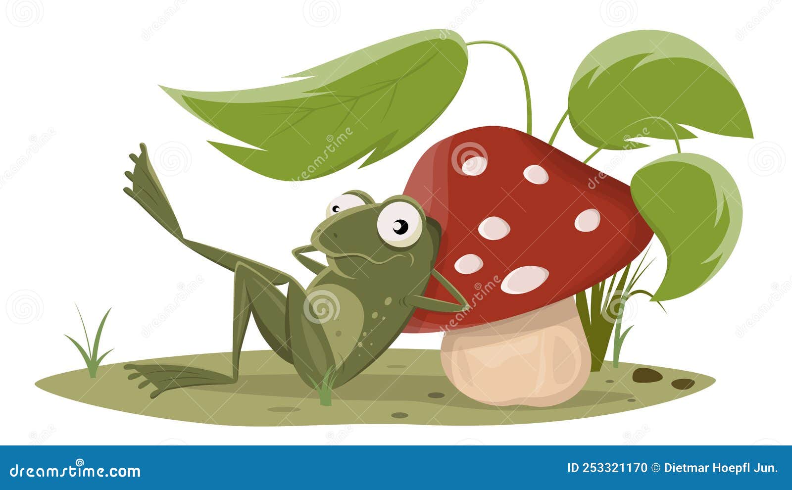 Funny Illustration of a Relaxing Cartoon Frog Stock Vector ...