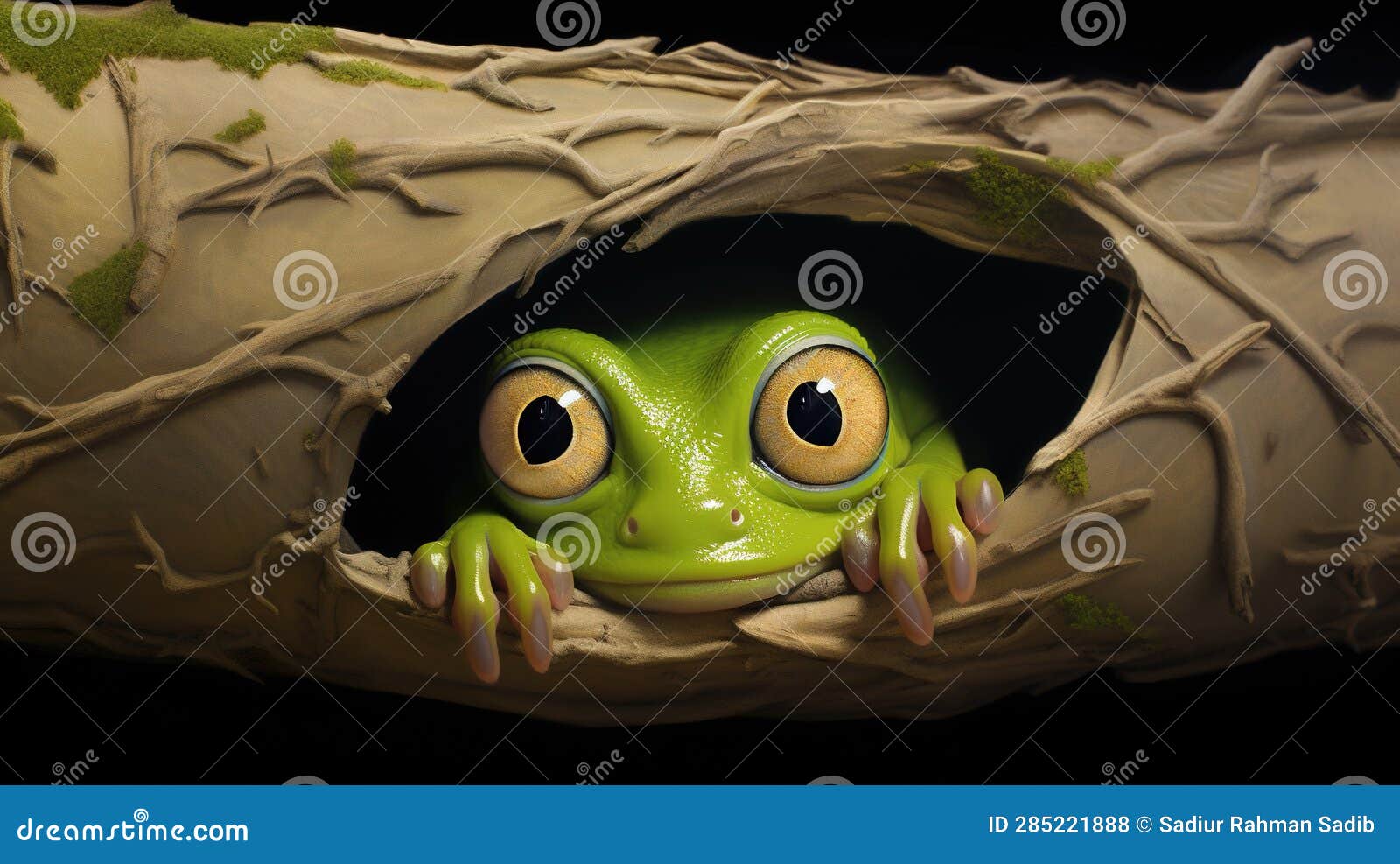 Frog on the Wall. Frog Peeking Out Stock Illustration - Illustration of ...
