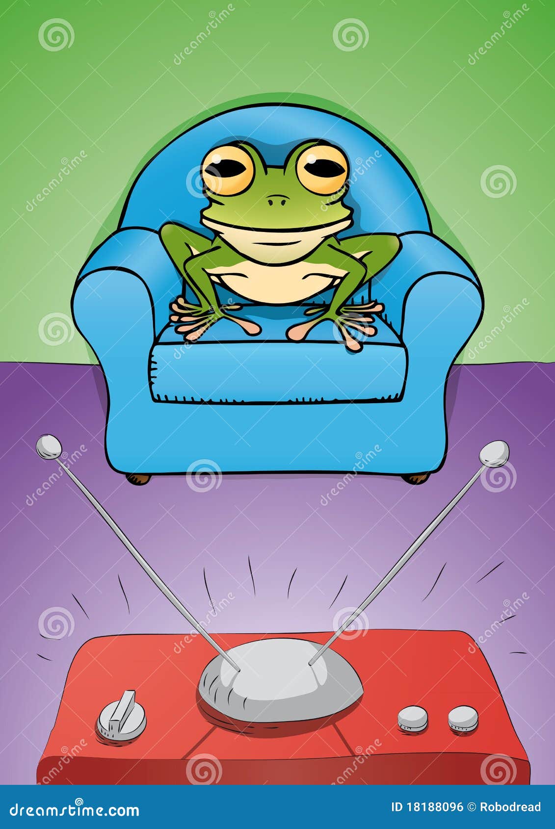 Frog watch TV stock vector. Illustration of animal, furnishings - 18188096