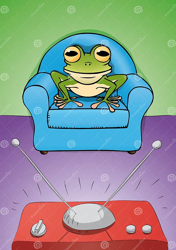 Frog watch TV stock vector. Illustration of animal, furnishings - 18188096